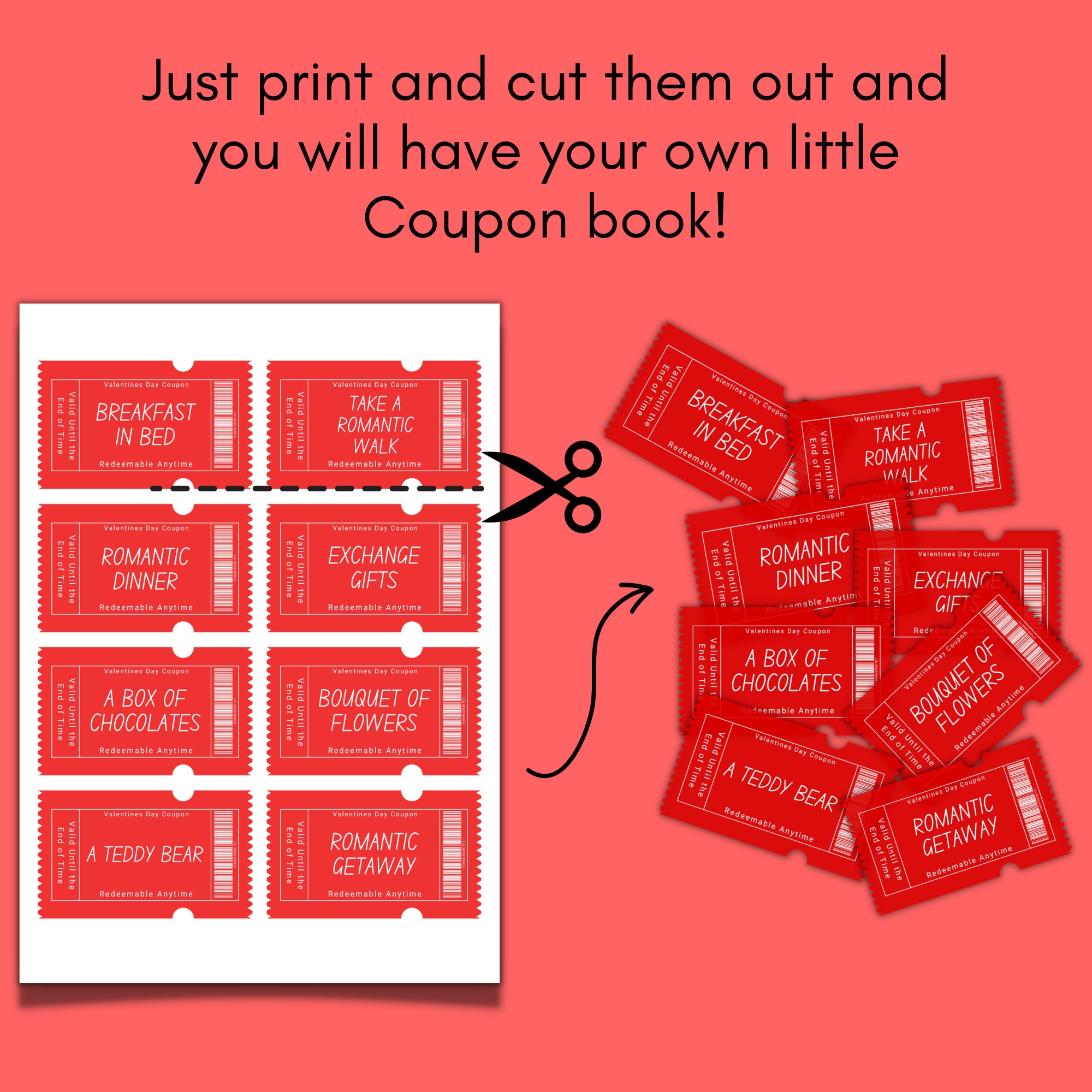 30 Printable Valentines Day Coupons, Couple Love Coupons, Valentines ...