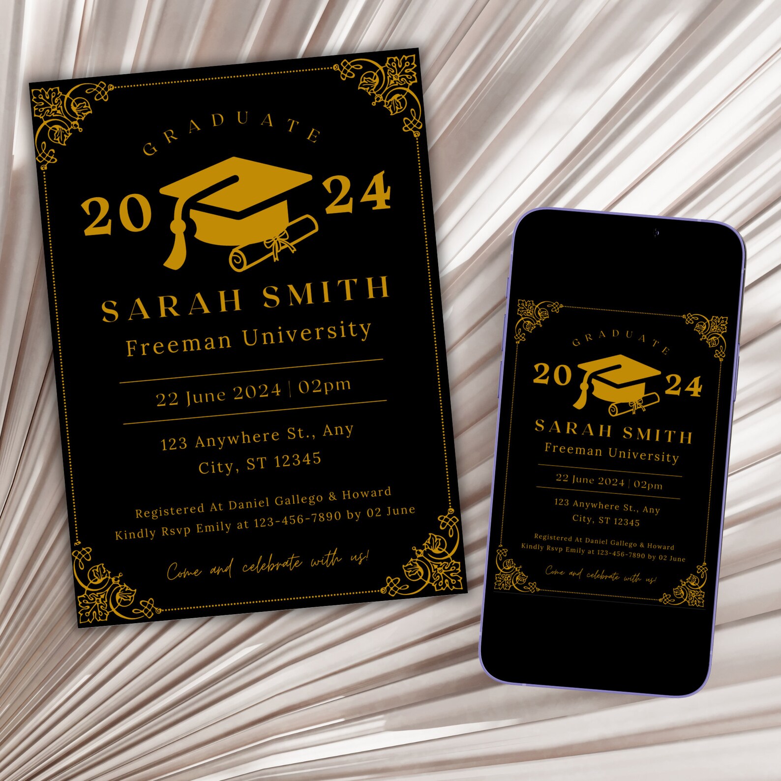 Editable Graduation Party Invitation Canva Template, Grad Party Invite ...