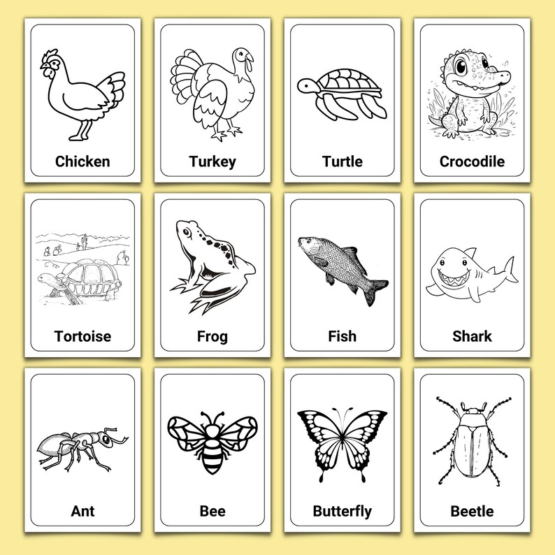 Feuilles de travail à imprimer pour un livre à colorier d'animaux ...