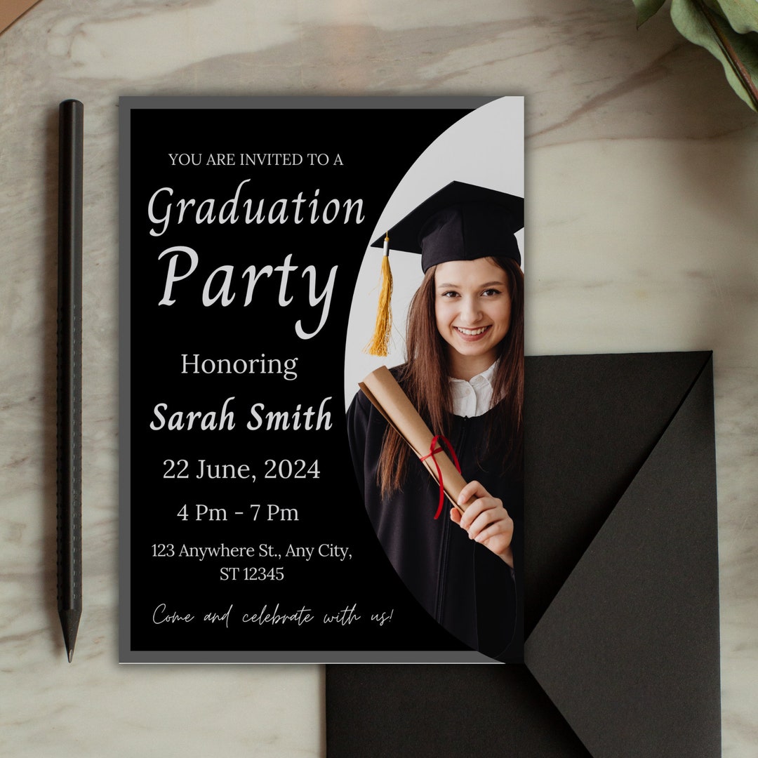 Editable Graduation Party Invitation Canva Template, Grad Party Invite ...