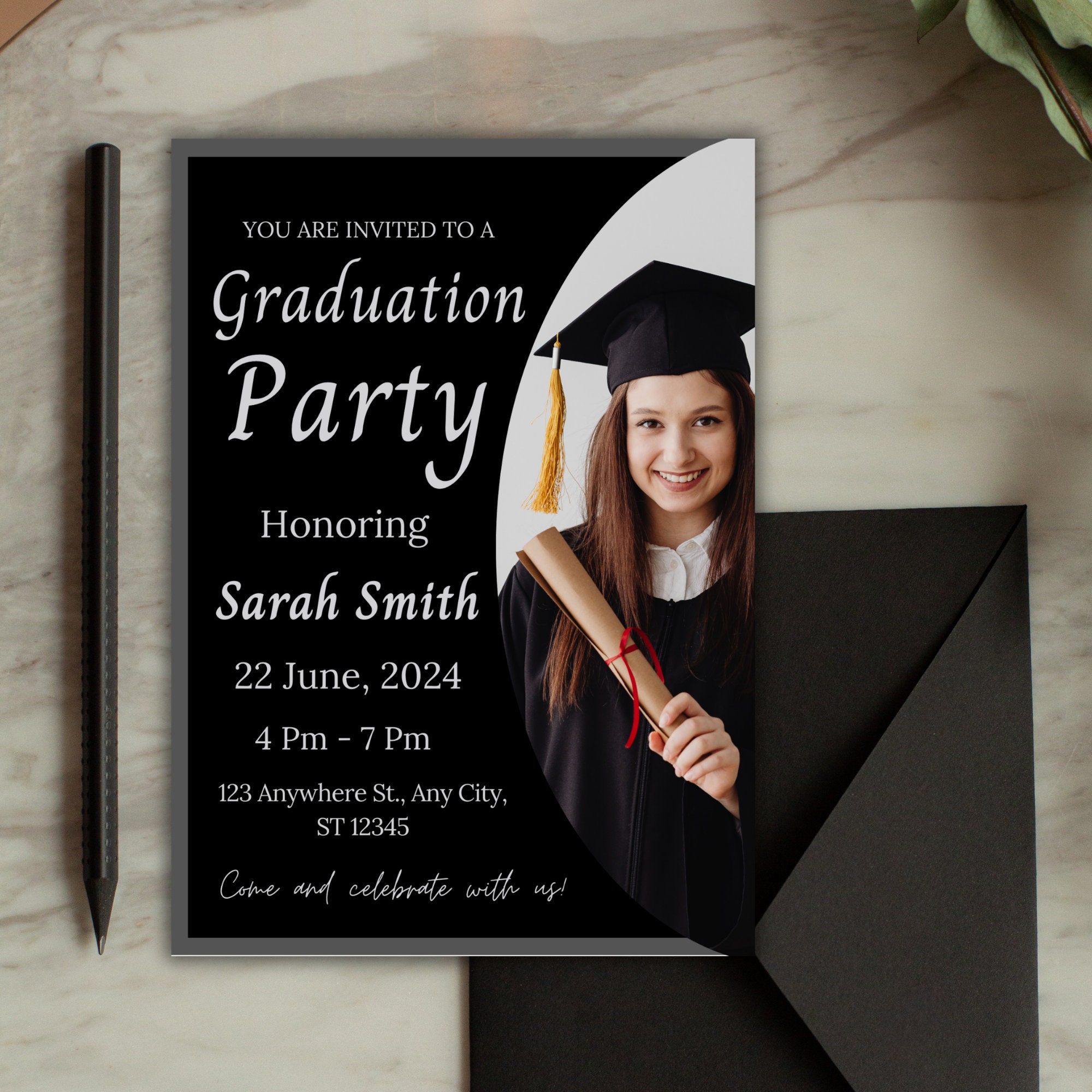Editable Graduation Party Invitation Canva Template, Grad Party Invite ...
