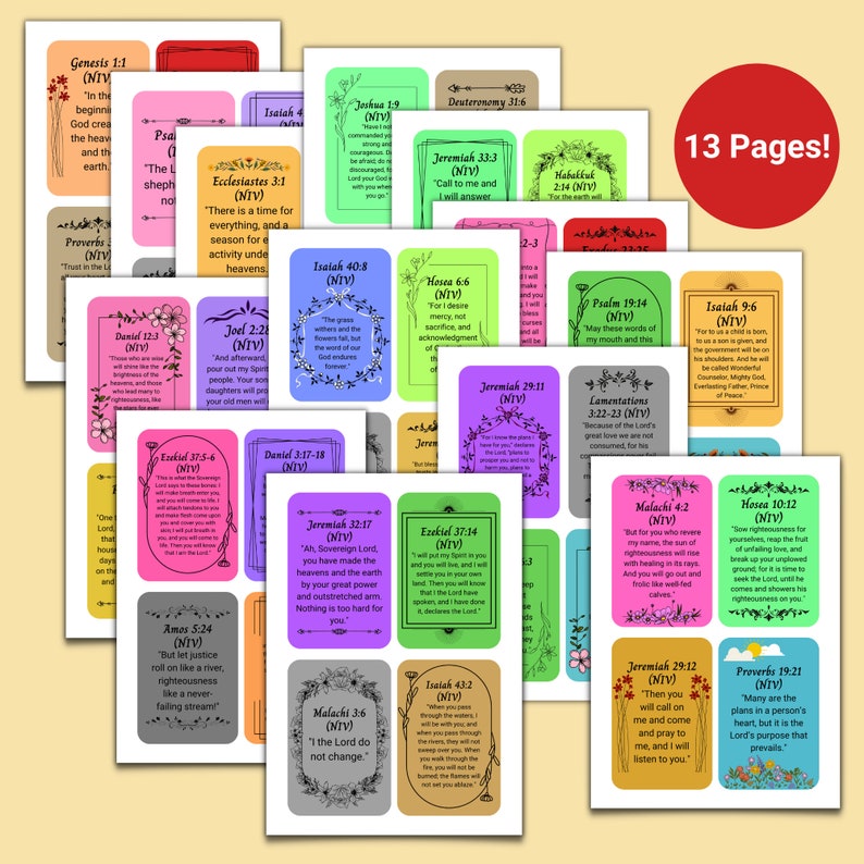 50 Printable Old Testament Bible Verse Cards, Bible Study Tools, Memory ...