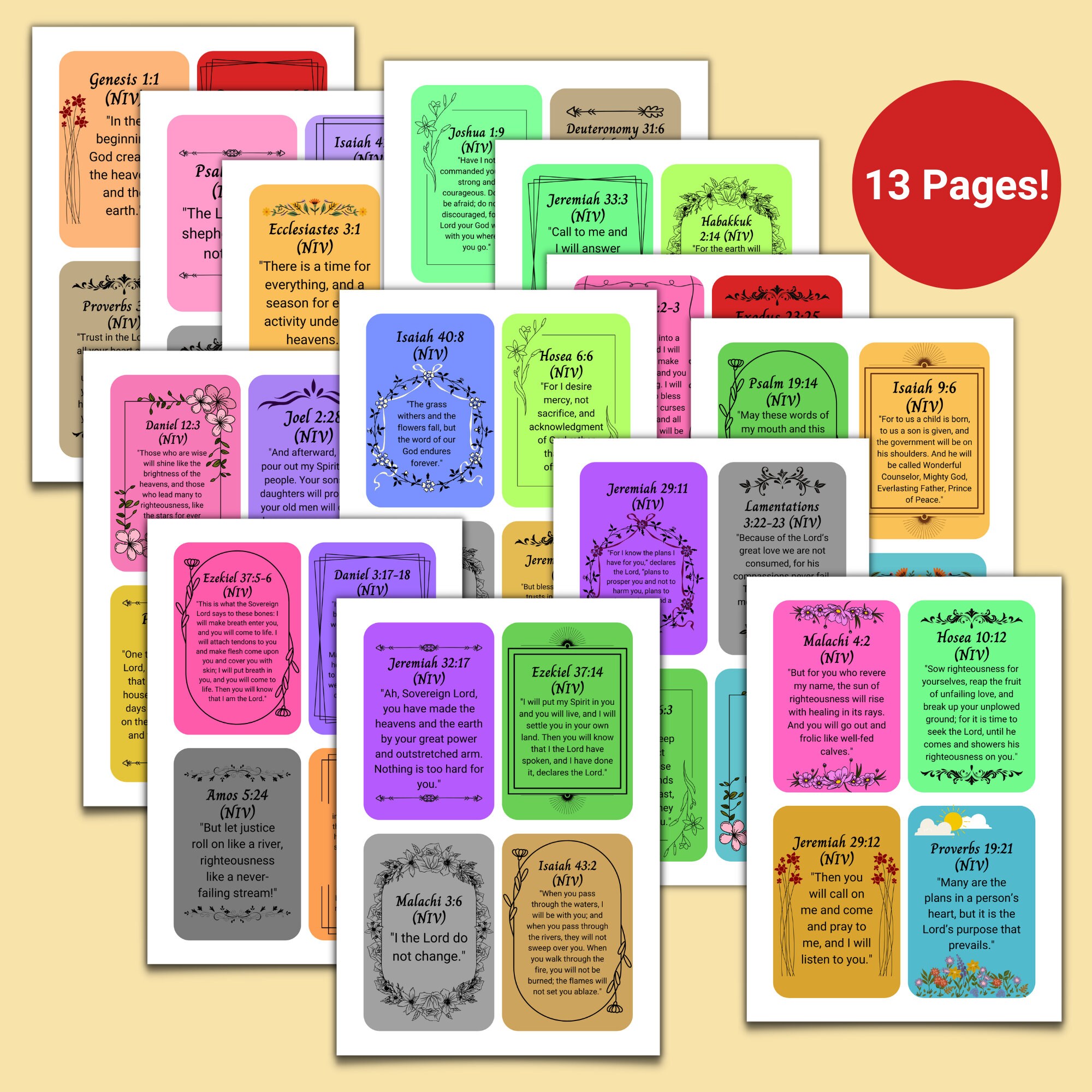 50 Printable Old Testament Bible Verse Cards, Bible Study Tools, Memory ...