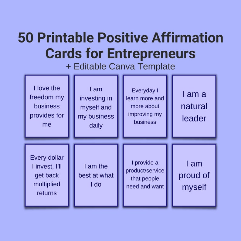 50 Printable Positive Affirmation Cards for Entrepreneurs, Self ...