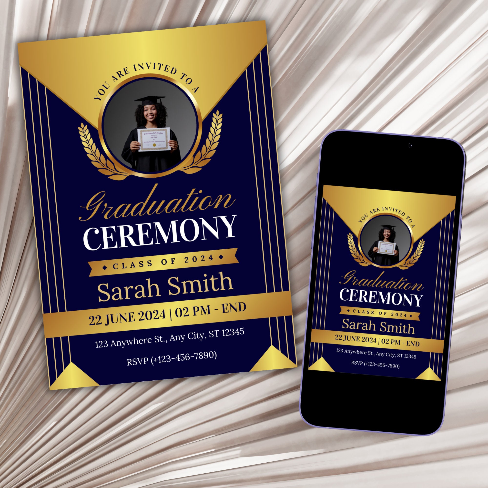 Editable Graduation Ceremony Invitation Canva Template, Grad Party ...