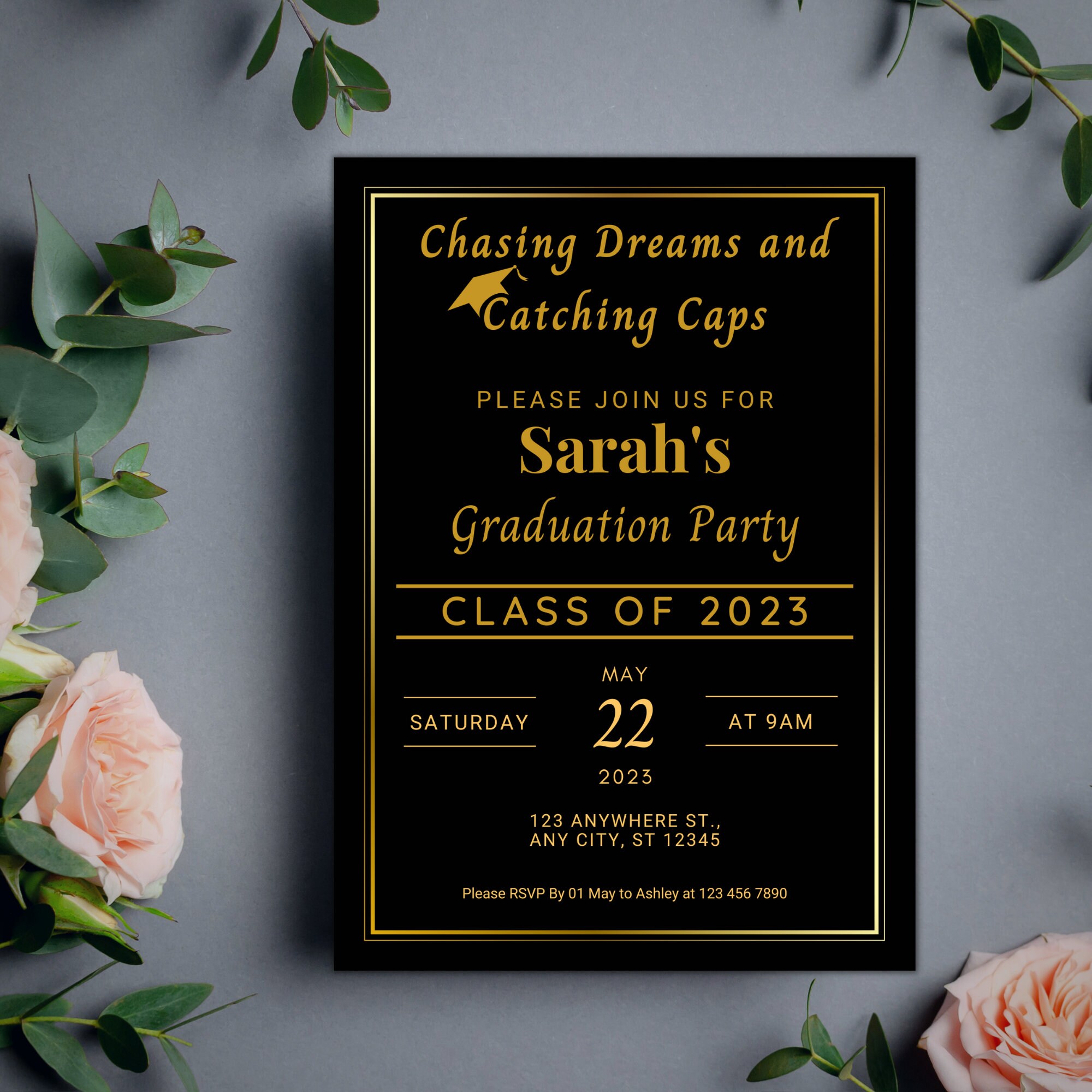 Editable Graduation Party Invitation Canva Template Grad - Etsy