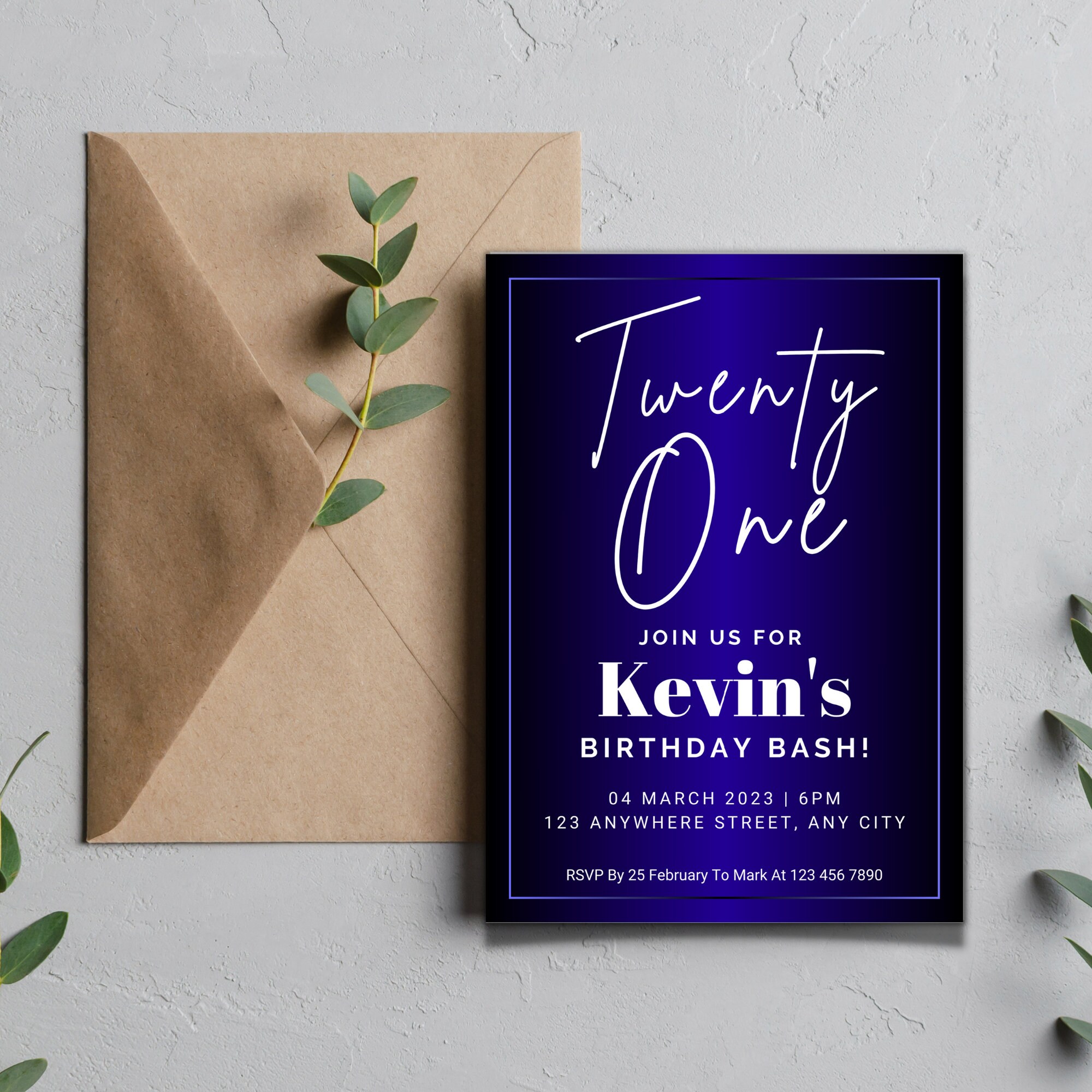 21st Birthday Party Invitation Canva Template, 21st Birthday Invite for ...