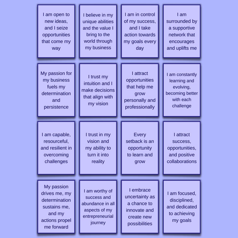 50 Printable Positive Affirmation Cards for Entrepreneurs, Self ...