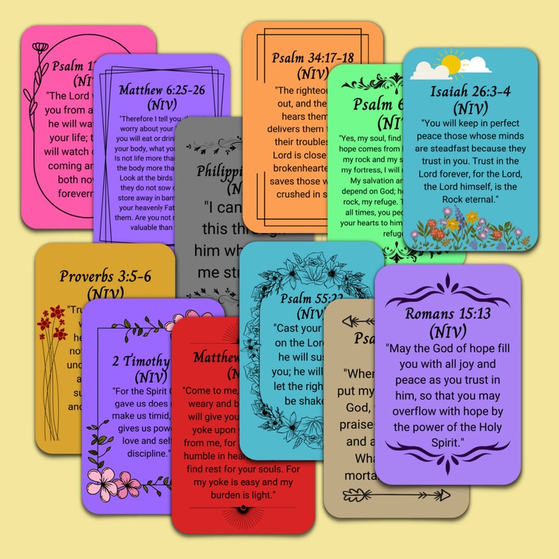 Printable Anxiety Bible Verse Cards, Bible Study Tools, Memory Verse ...