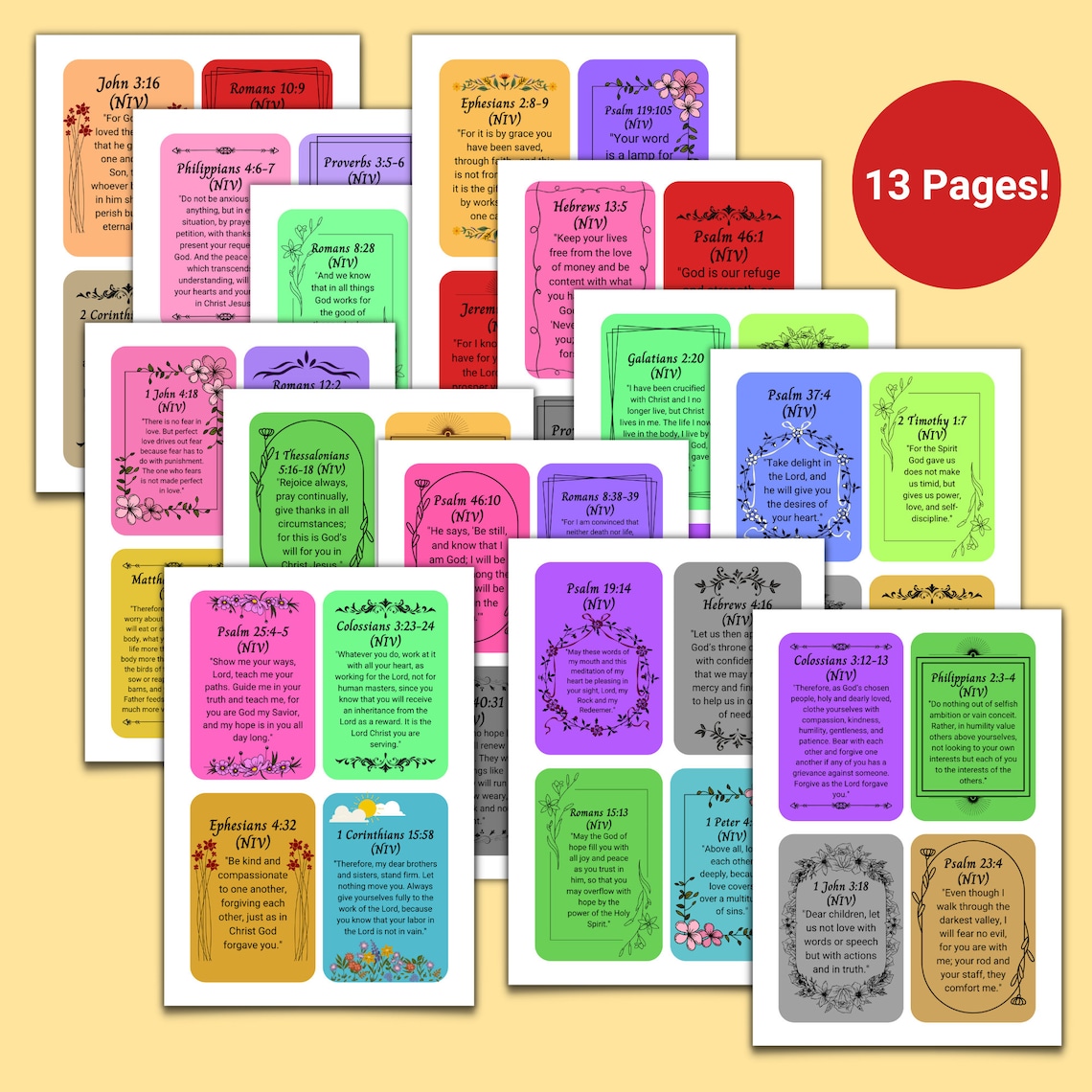 50 Printable Bible Verse Cards for New Believers, Bible Study Tools ...