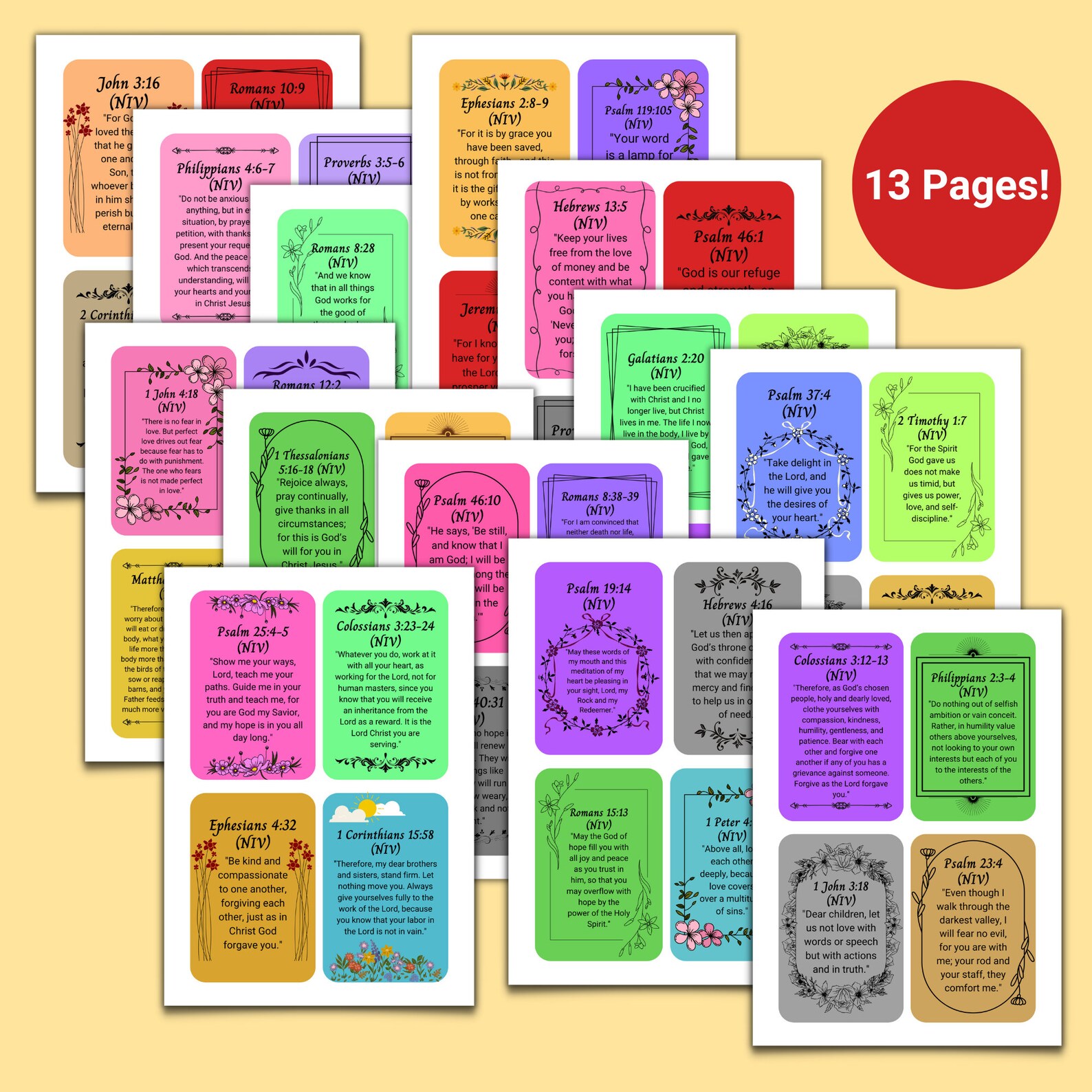 50 Printable Bible Verse Cards for New Believers, Bible Study Tools ...