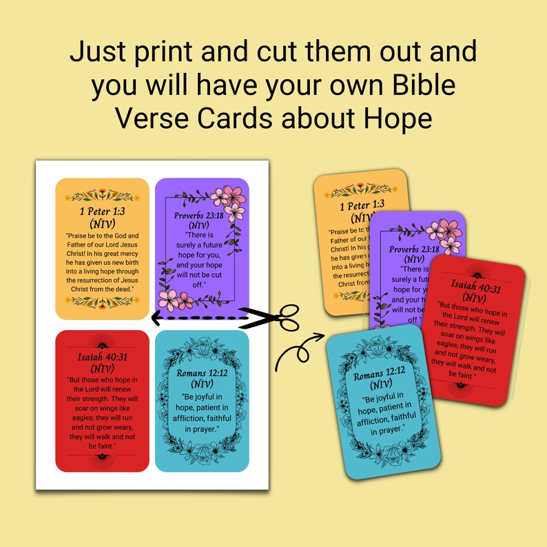 Printable Hope Bible Verse Cards, Bible Study Tools, Memory Verse Flash ...