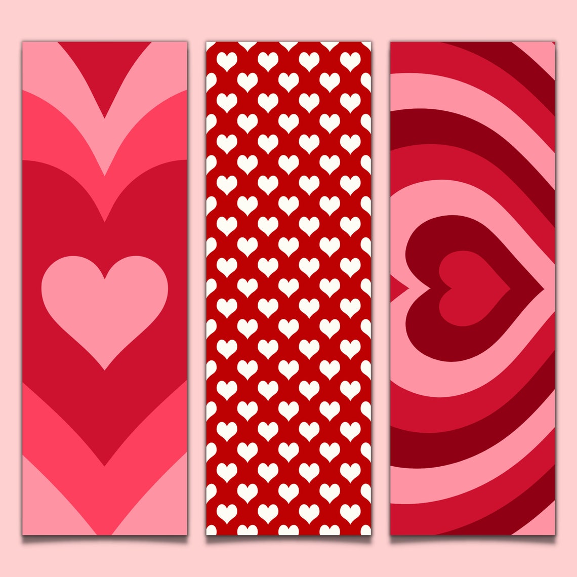 Printable Hearts Bookmark Set, Cute Bookish Bookmarks, Gift for Book Lover, Romance Reader ...
