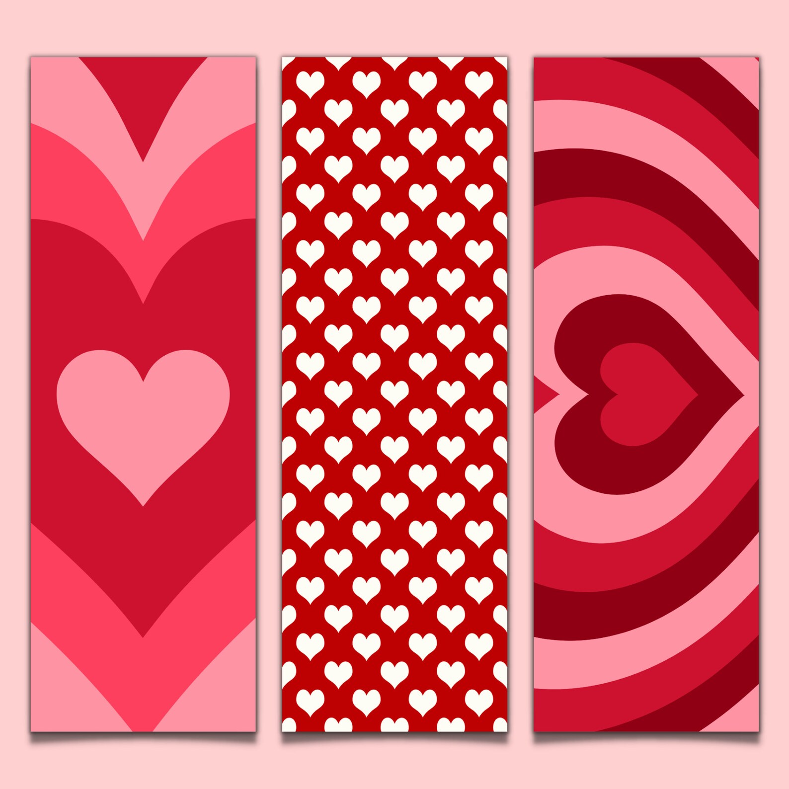 Printable Hearts Bookmark Set, Cute Bookish Bookmarks, Gift for Book ...