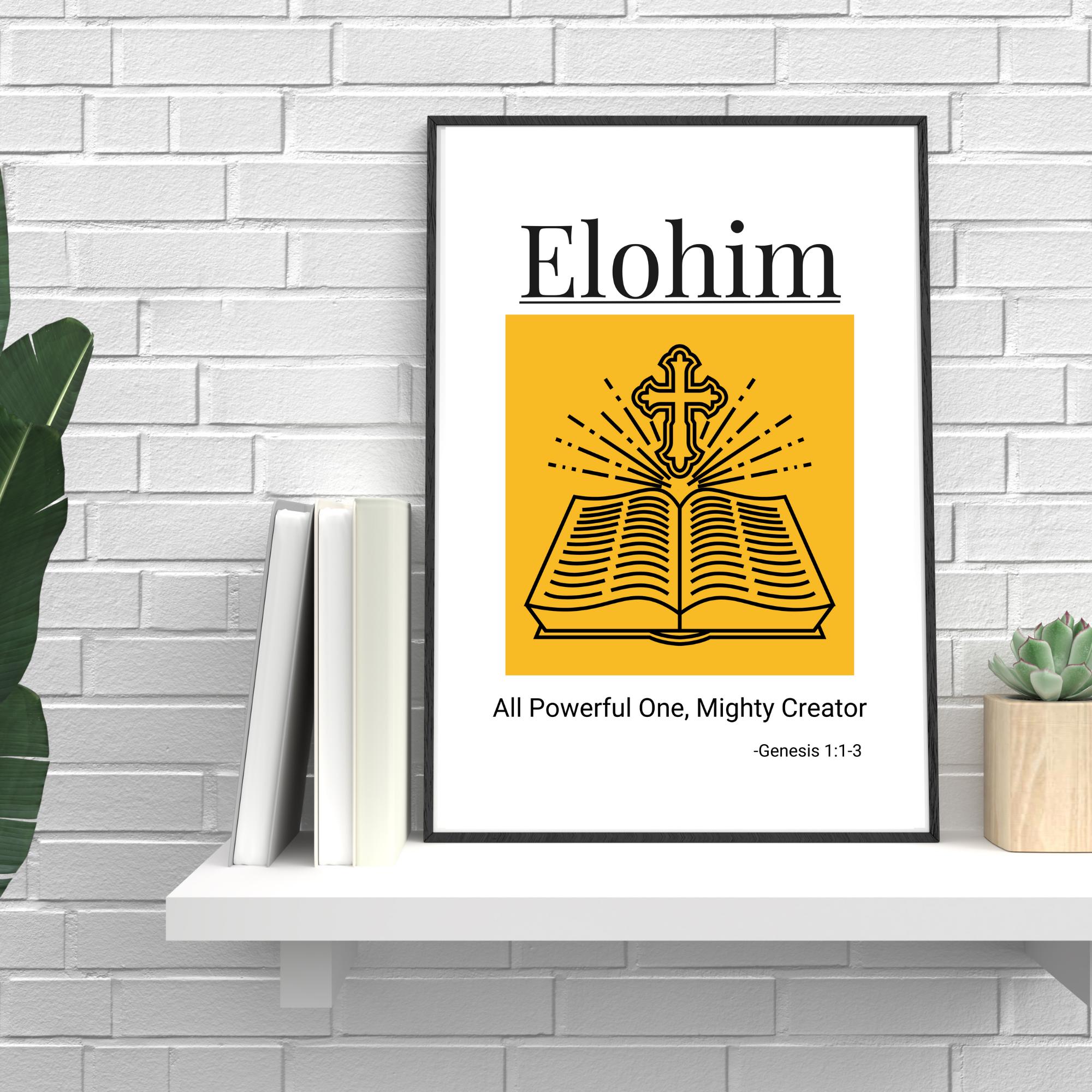 Printable Hebrew Names of God Elohim Wall Art, Names of Jesus Christ ...