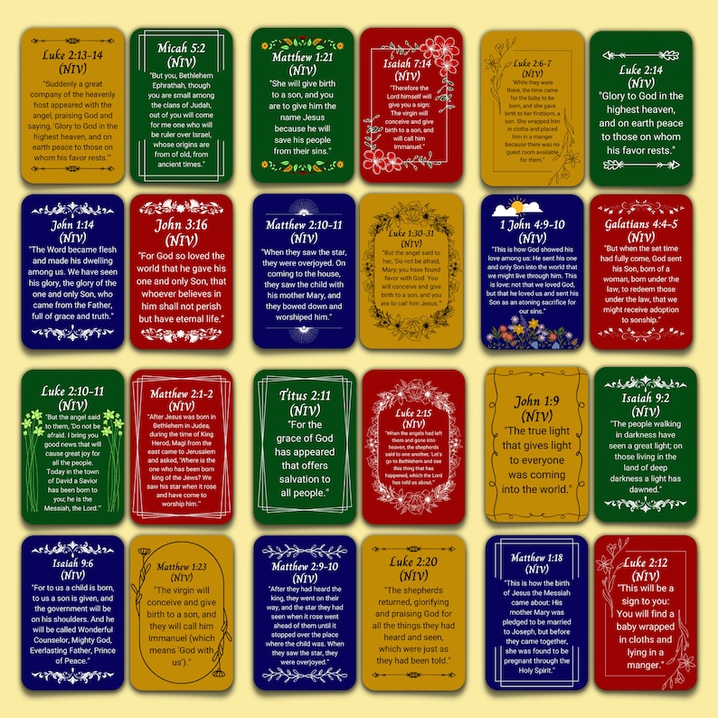 Printable Christmas Bible Verse Cards, Bible Study Tools, Memory Verse ...