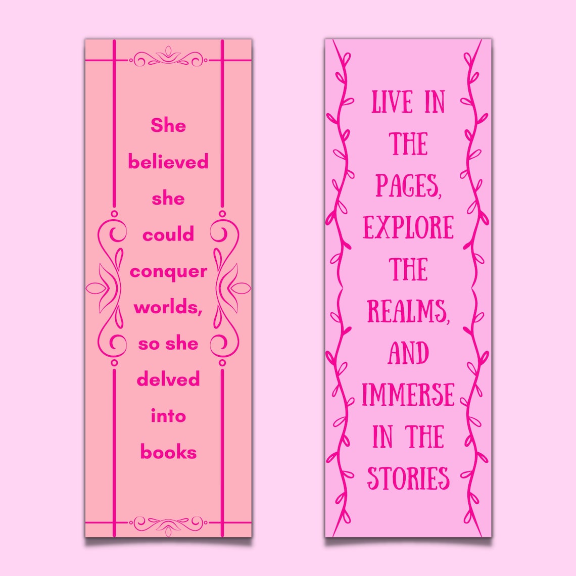 Printable Pink Bookmark Set, Girly Bookish Bookmarks, Gift for Book ...