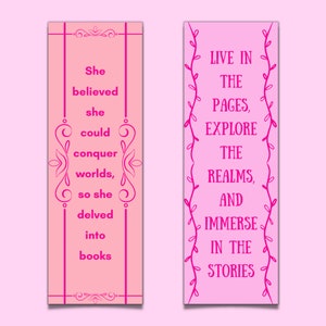 Printable Pink Bookmark Set, Girly Bookish Bookmarks, Gift for Book ...