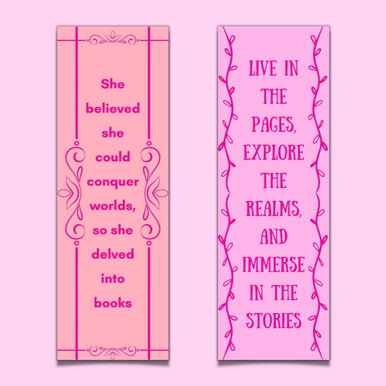 Printable Pink Bookmark Set, Girly Bookish Bookmarks, Gift for Book ...