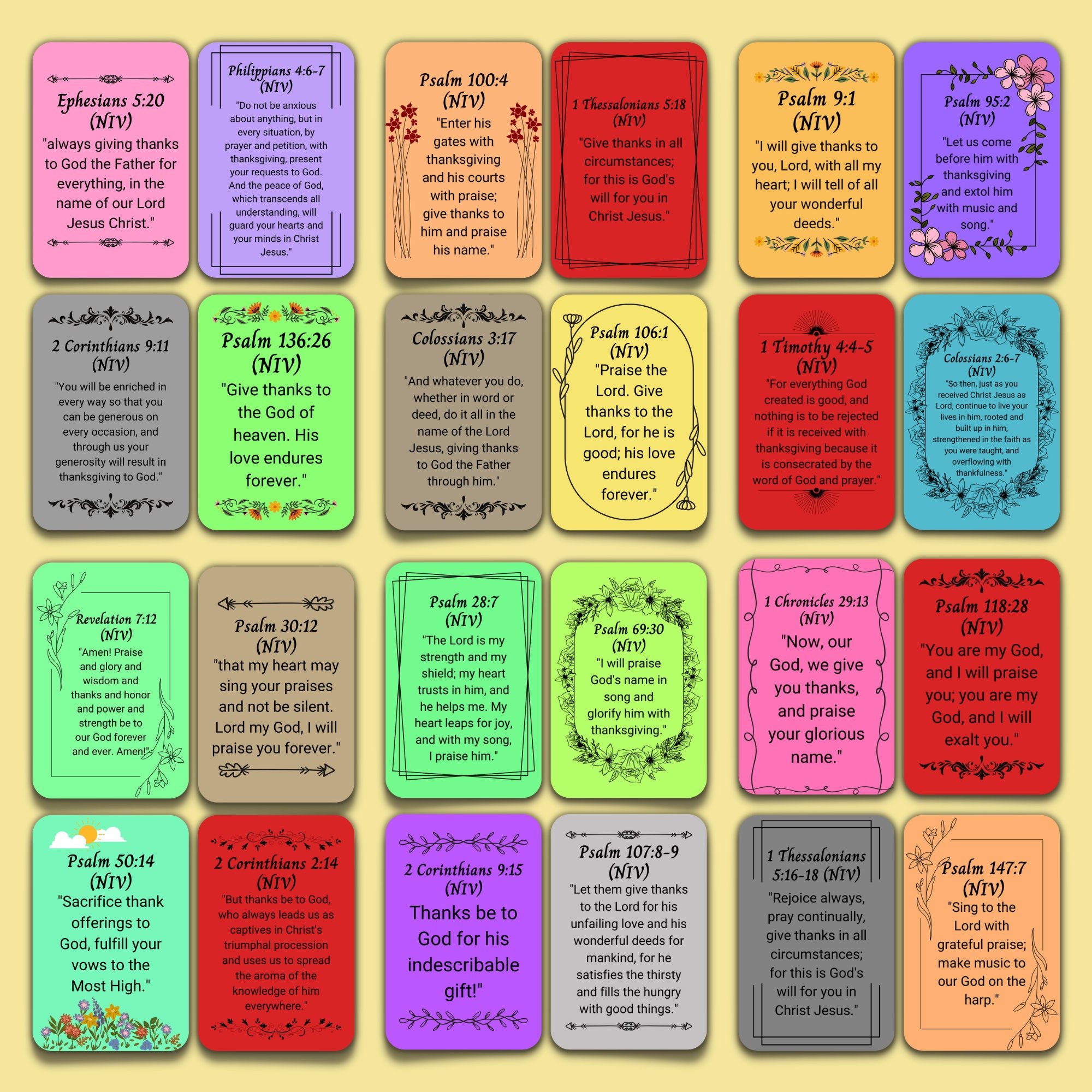 Printable Thanksgiving Bible Verse Cards, Bible Study Tools, Memory ...