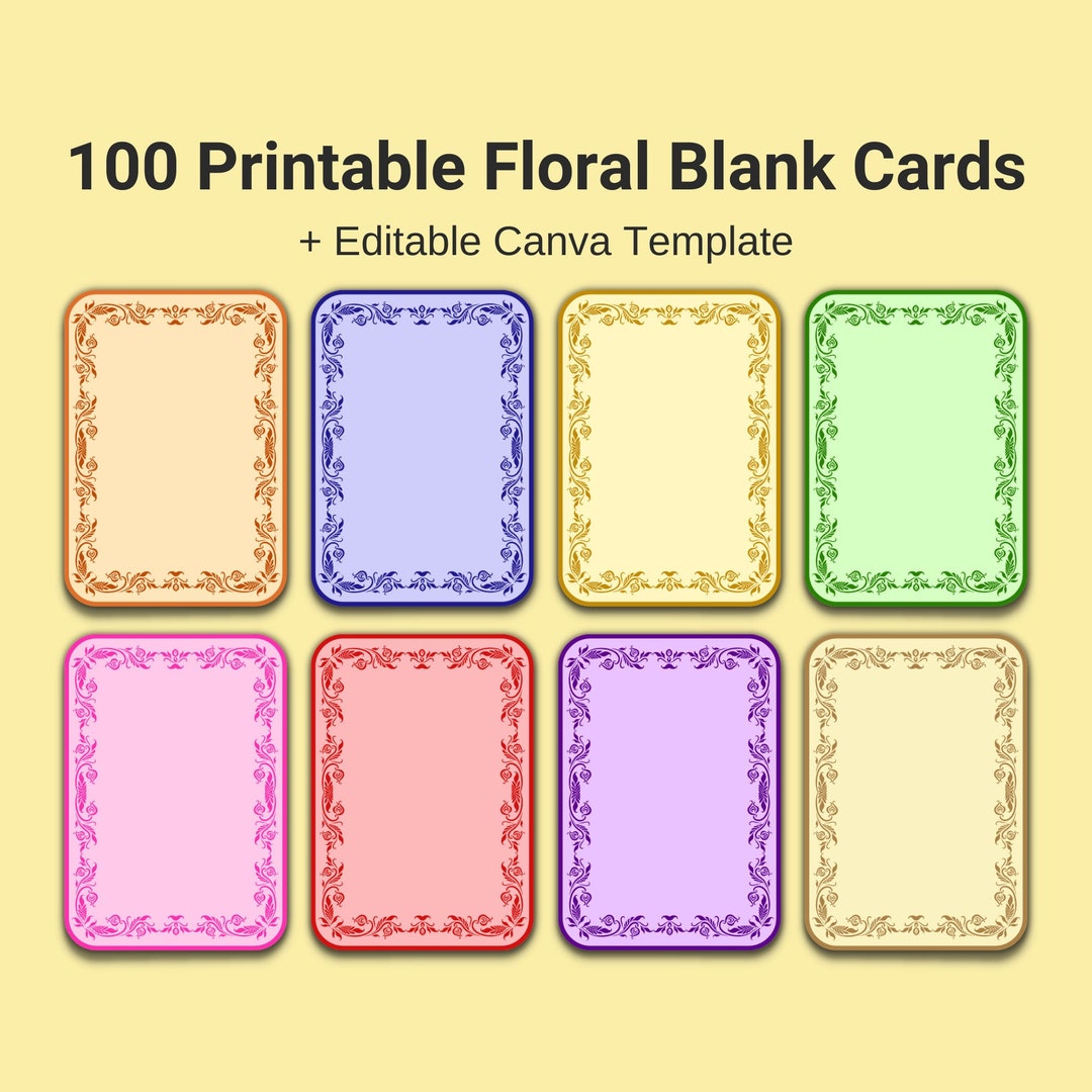 100 Printable Floral Blank Cards, Affirmation Cards, Note Cards, Daily ...