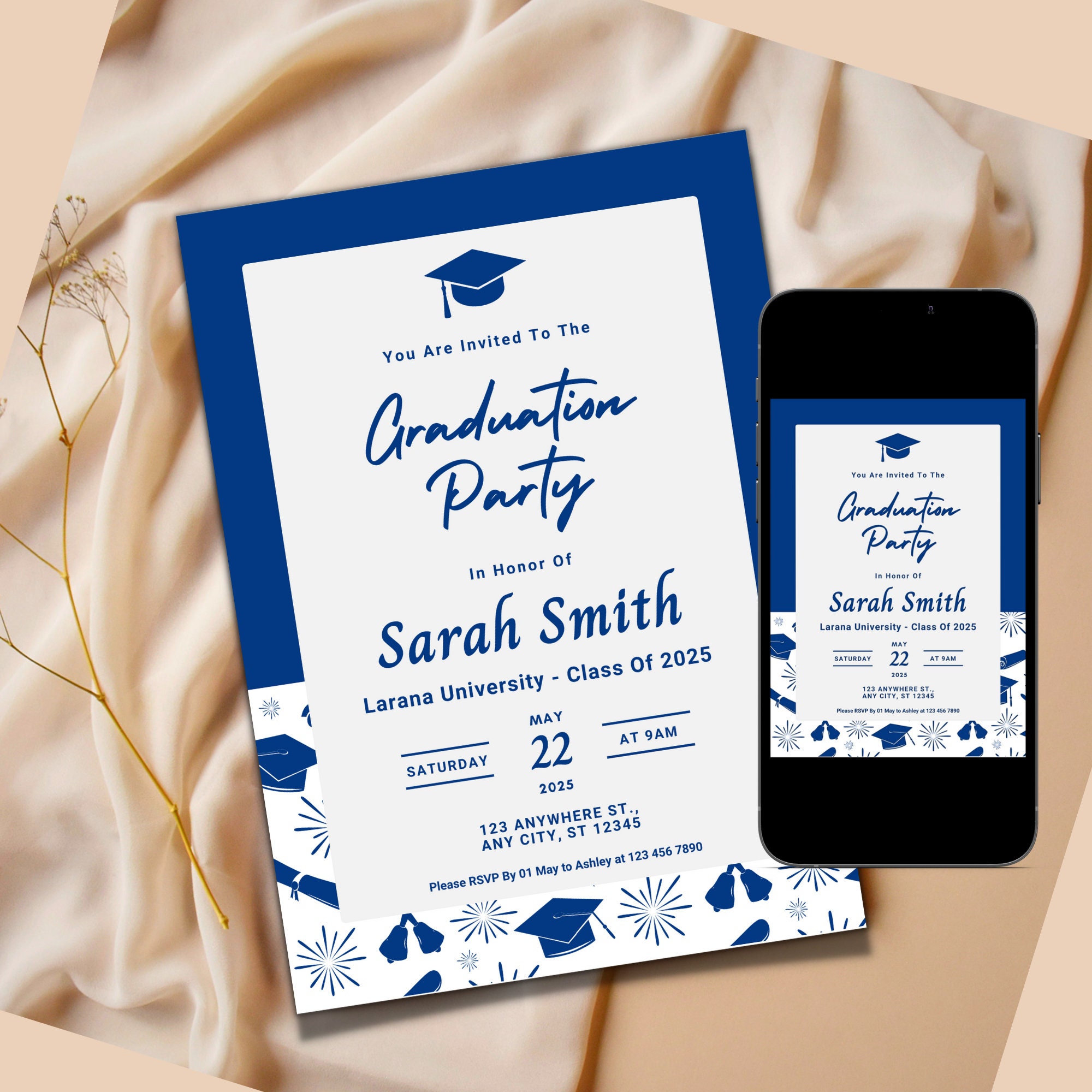 Editable Graduation Party Invitation Canva Template, Grad Party Invite ...