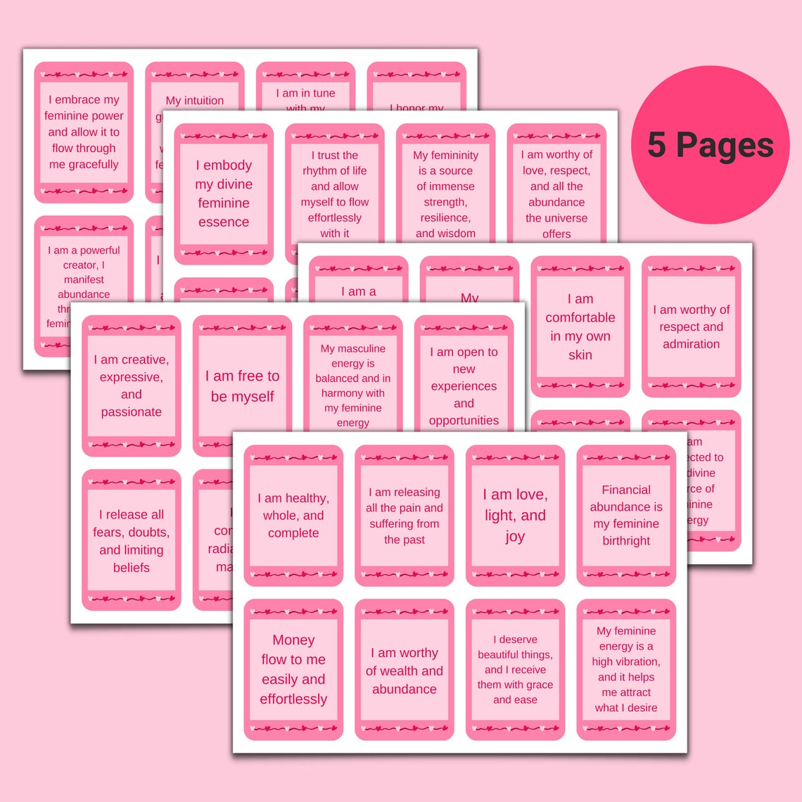 40 Printable Divine Feminine Energy Affirmation Cards for Women ...