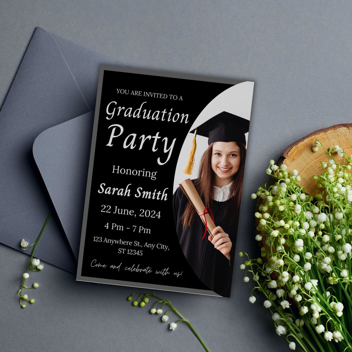 Editable Graduation Party Invitation Canva Template, Grad Party Invite ...