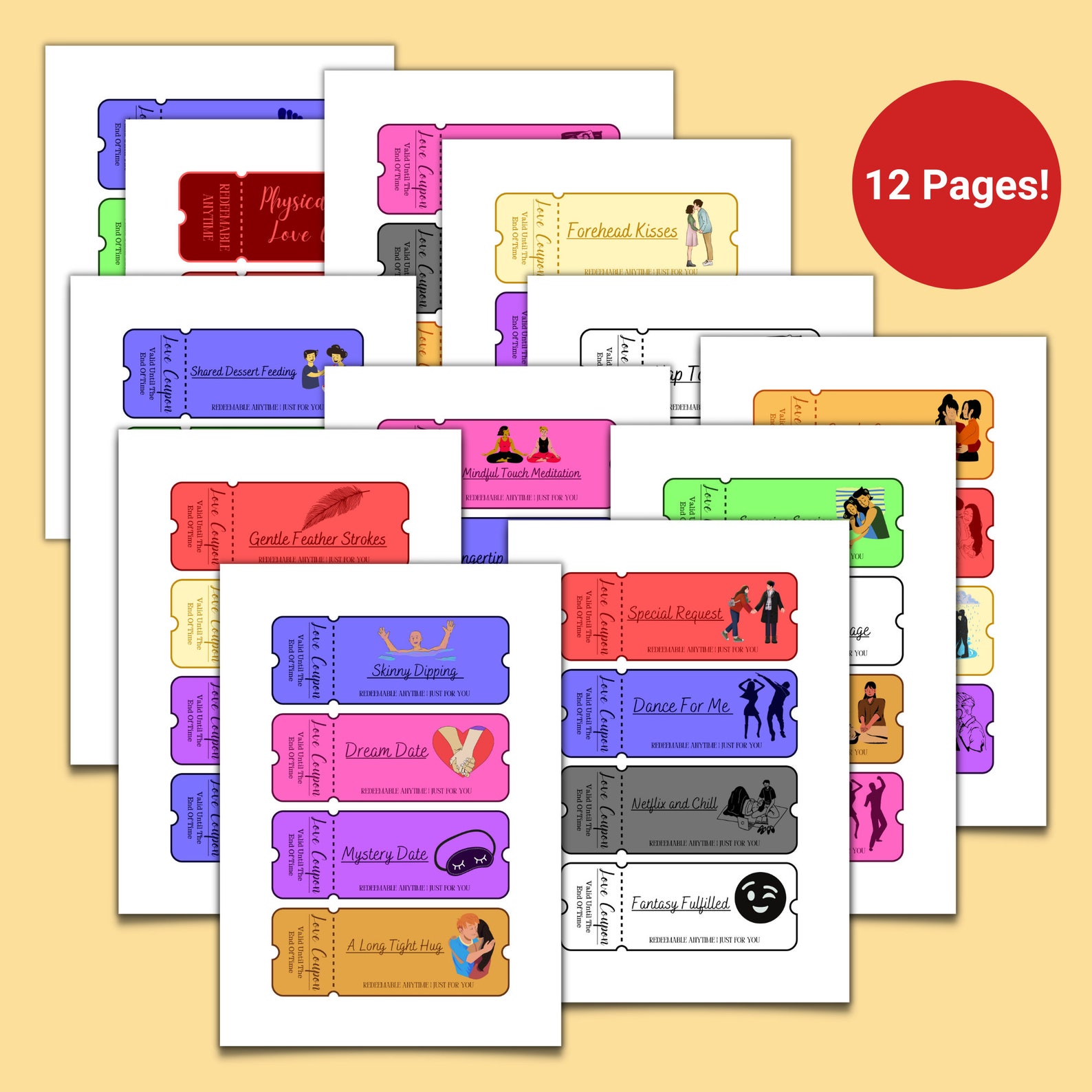 40 Printable Physical Touch Love Coupons for Him and Her, Couple ...