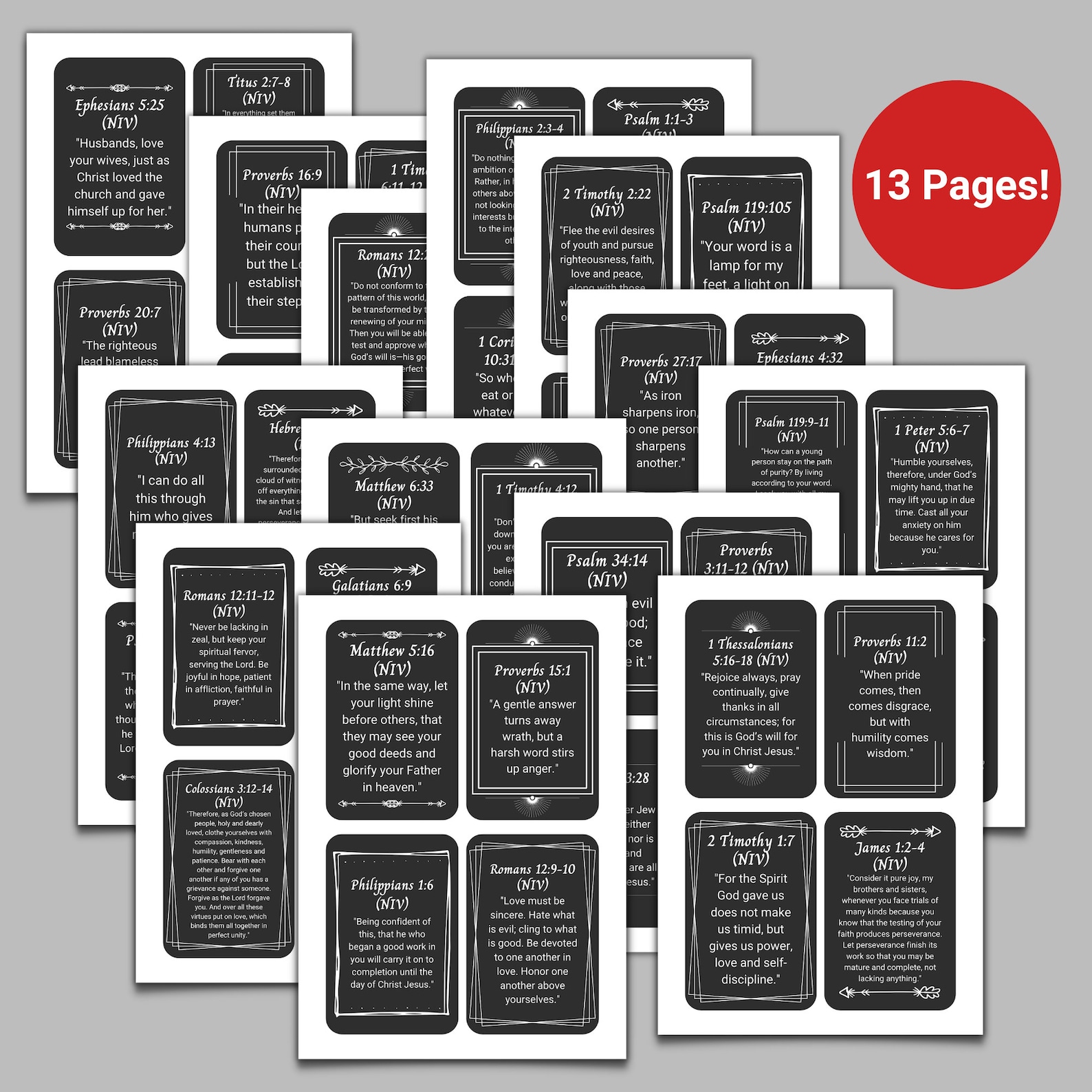 50 Printable Bible Verse Cards for Men, Bible Study Tools, Memory Verse ...