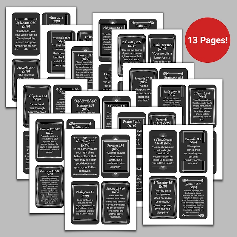 50 Printable Bible Verse Cards for Men, Bible Study Tools, Memory Verse ...