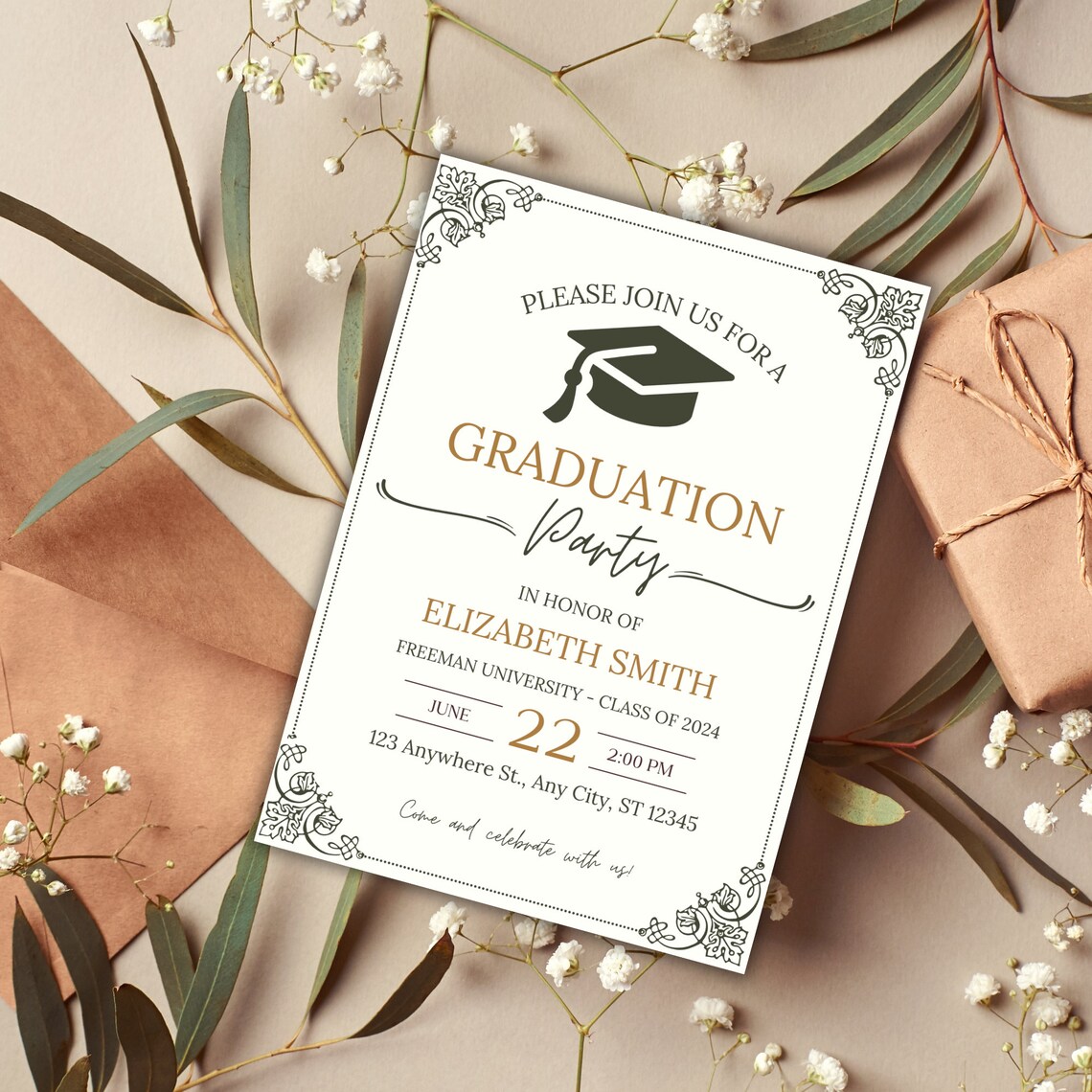 Editable Graduation Party Invitation Canva Template, Grad Party Invite ...