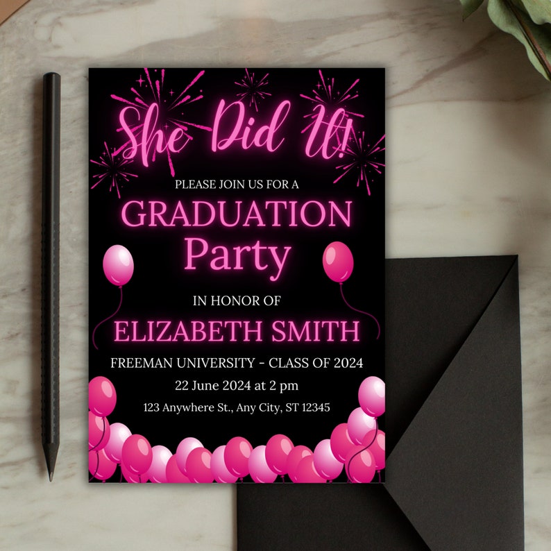 Editable Graduation Ceremony Invitation Canva Template, Grad Party ...