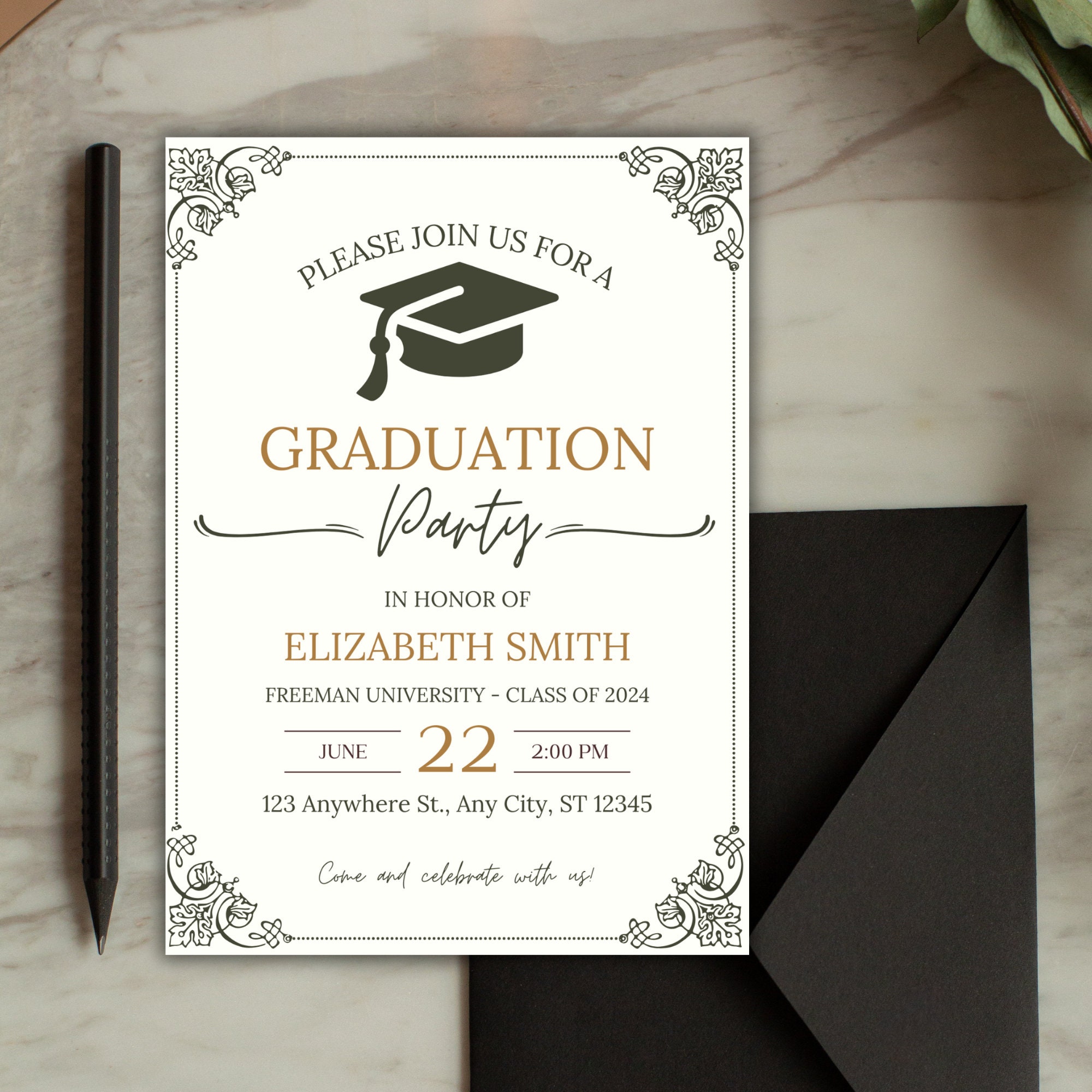 Editable Graduation Party Invitation Canva Template, Grad Party Invite ...