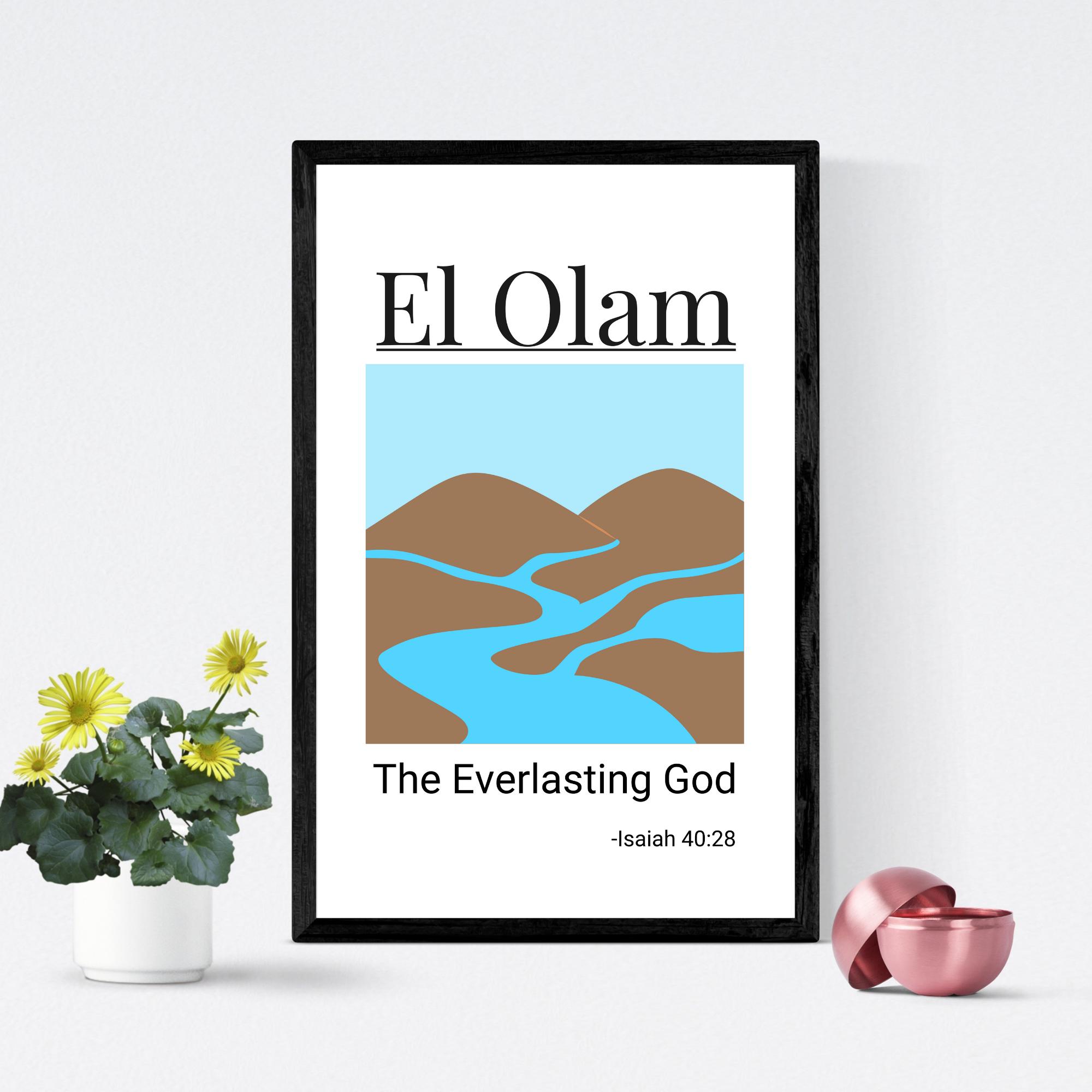Printable Hebrew Names of God El Olam Wall Art, Names of Jesus Christ ...