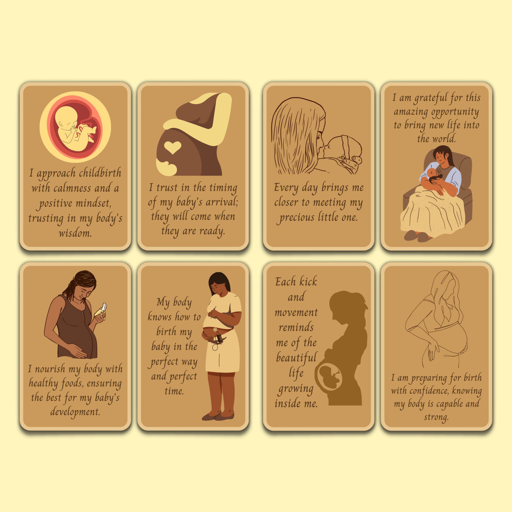 40 Printable Pregnancy and Birth Affirmation Cards, Gift for Pregnant ...