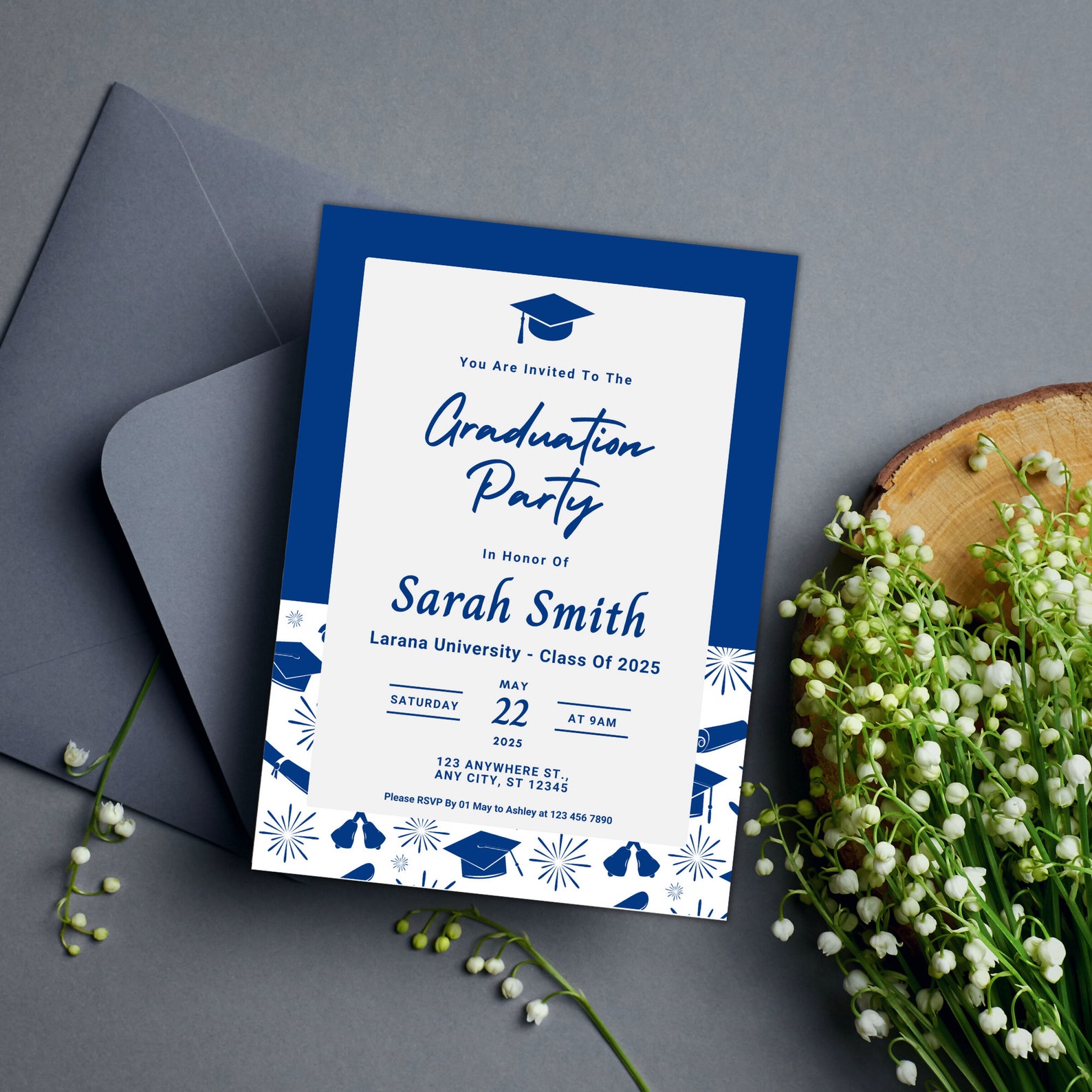 Editable Graduation Party Invitation Canva Template, Grad Party Invite ...