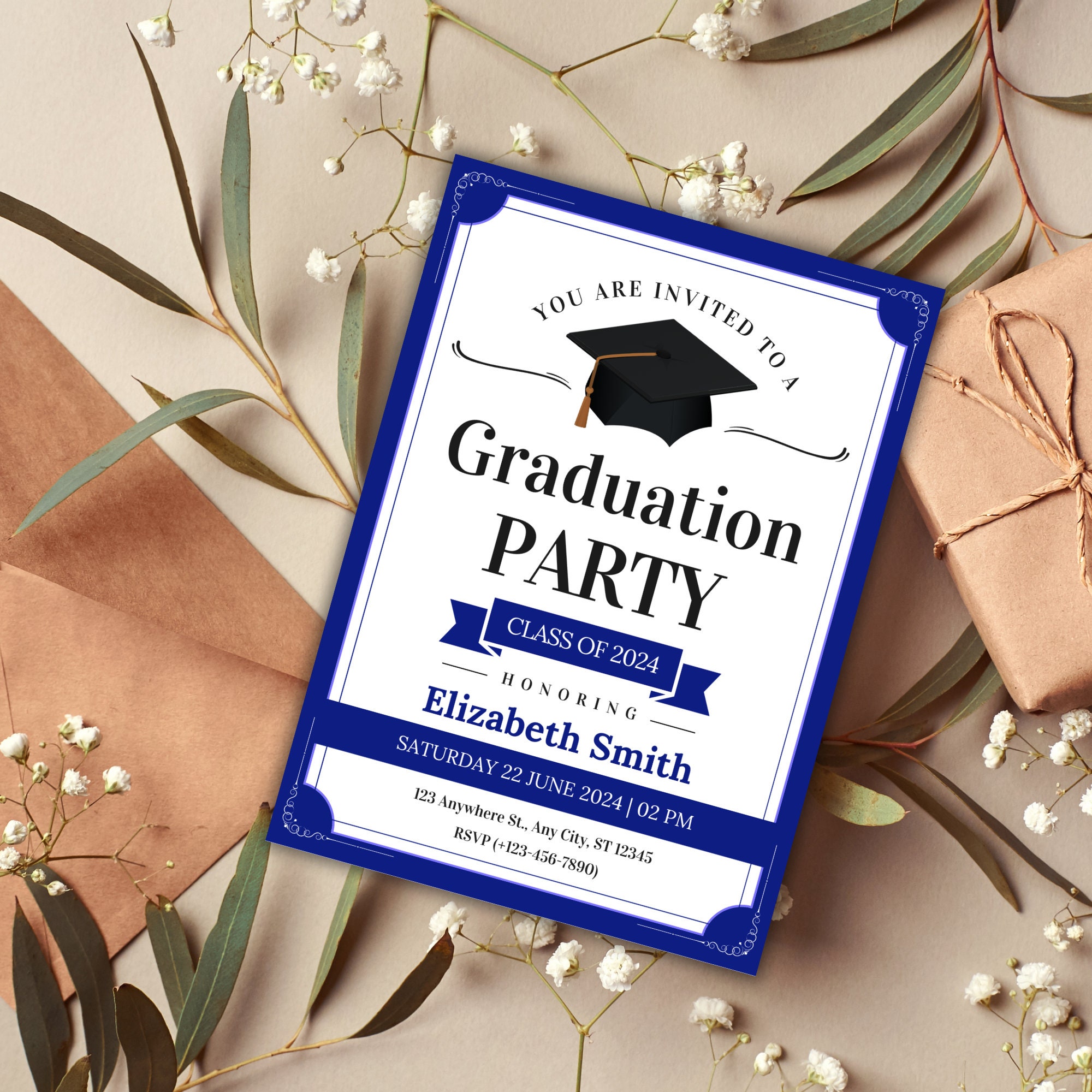 Editable Graduation Party Invitation Canva Template, Grad Party Invite ...