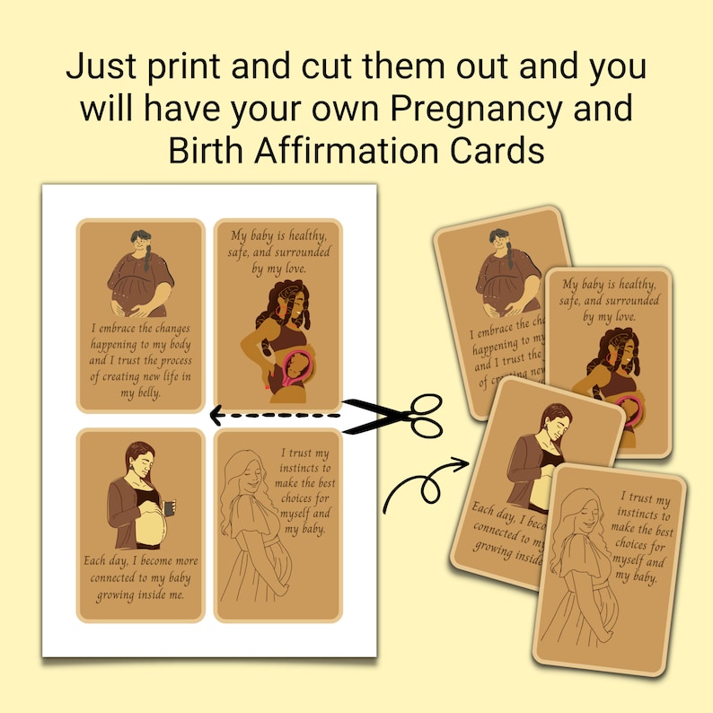 40 Printable Pregnancy and Birth Affirmation Cards, Gift for Pregnant ...