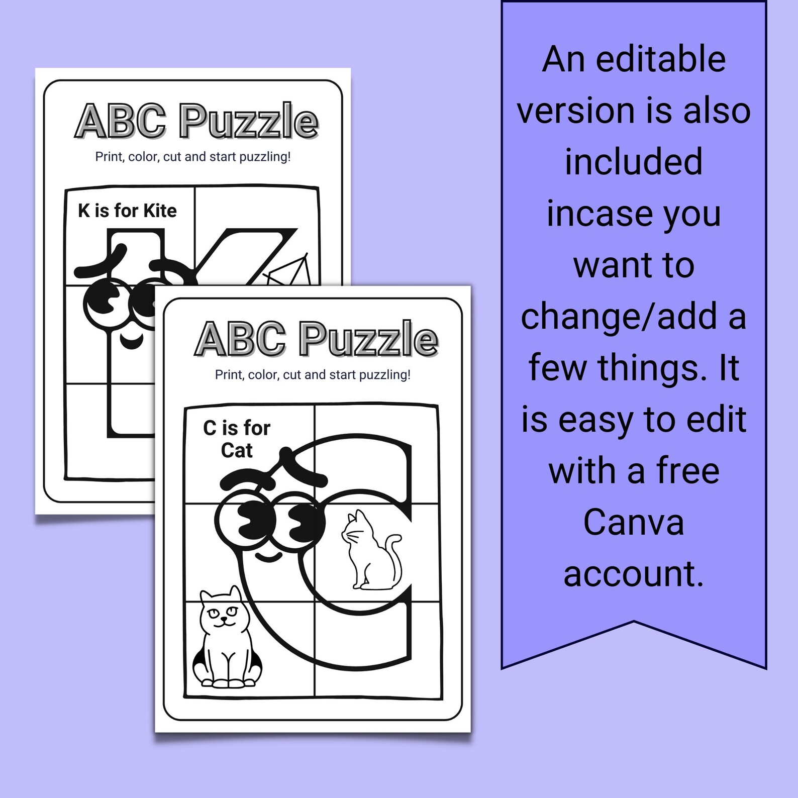 Printable Alphabet Coloring Puzzle Worksheets, Preschool Printables for ...