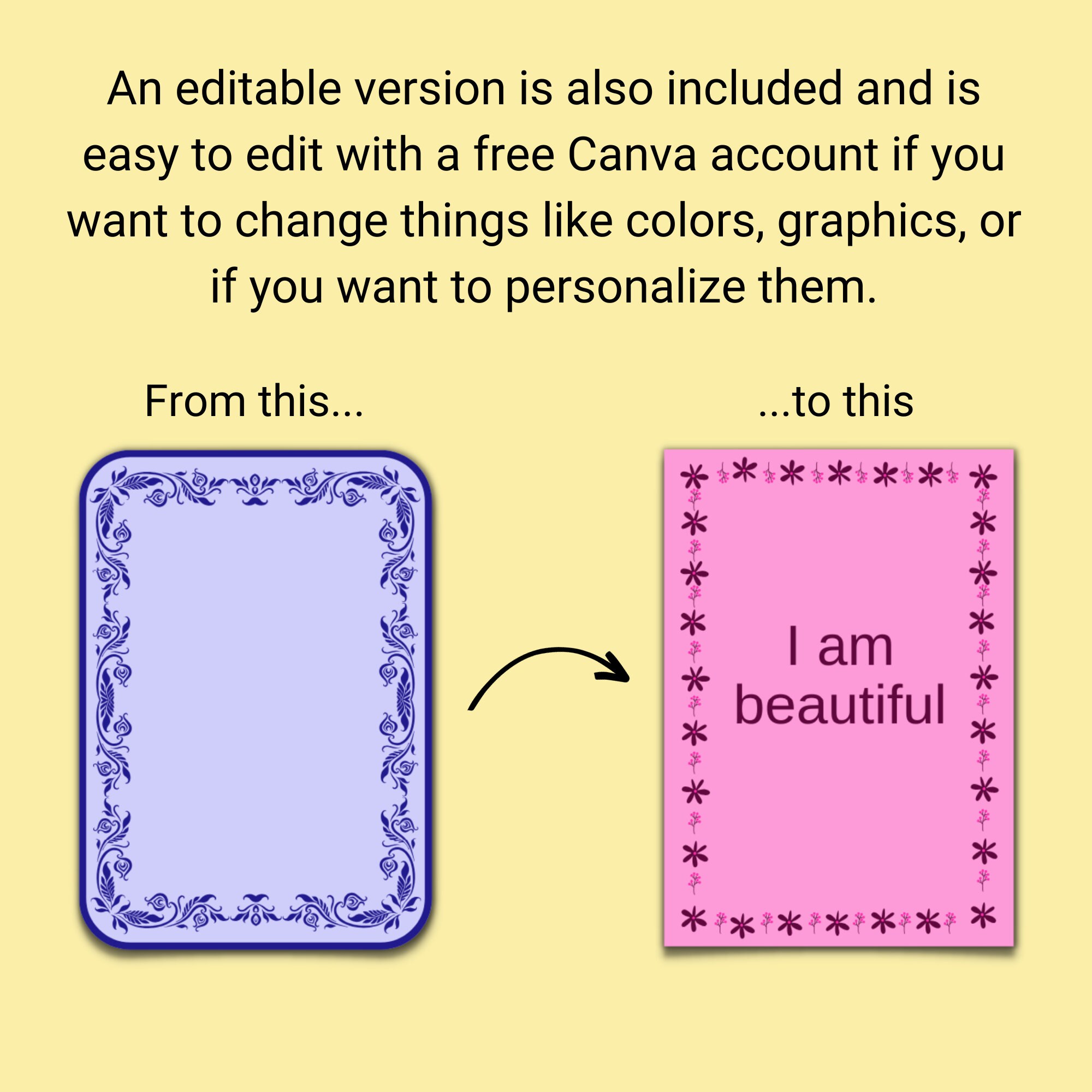 100 Printable Floral Blank Cards, Affirmation Cards, Note Cards, Daily ...