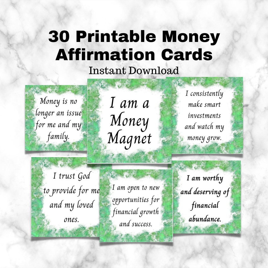 30 Printable Money Affirmation Cards, Financial Abundance & Wealth ...