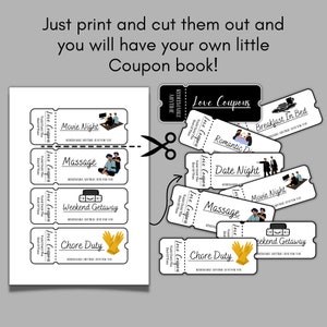 100 Printable Love Coupons for Him and Her, Couple Coupons, Valentines ...