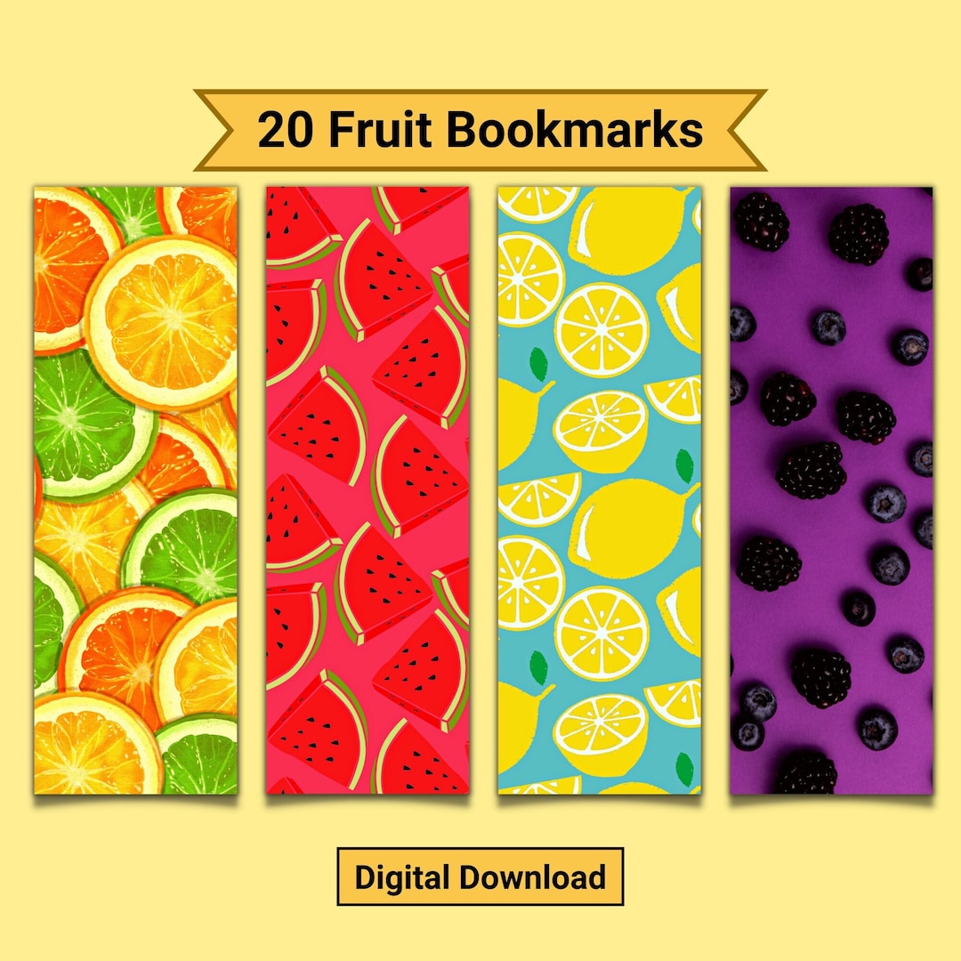 Printable Colorful Fruit Bookmarks, Bookish Food Bookmarks, Gift for ...