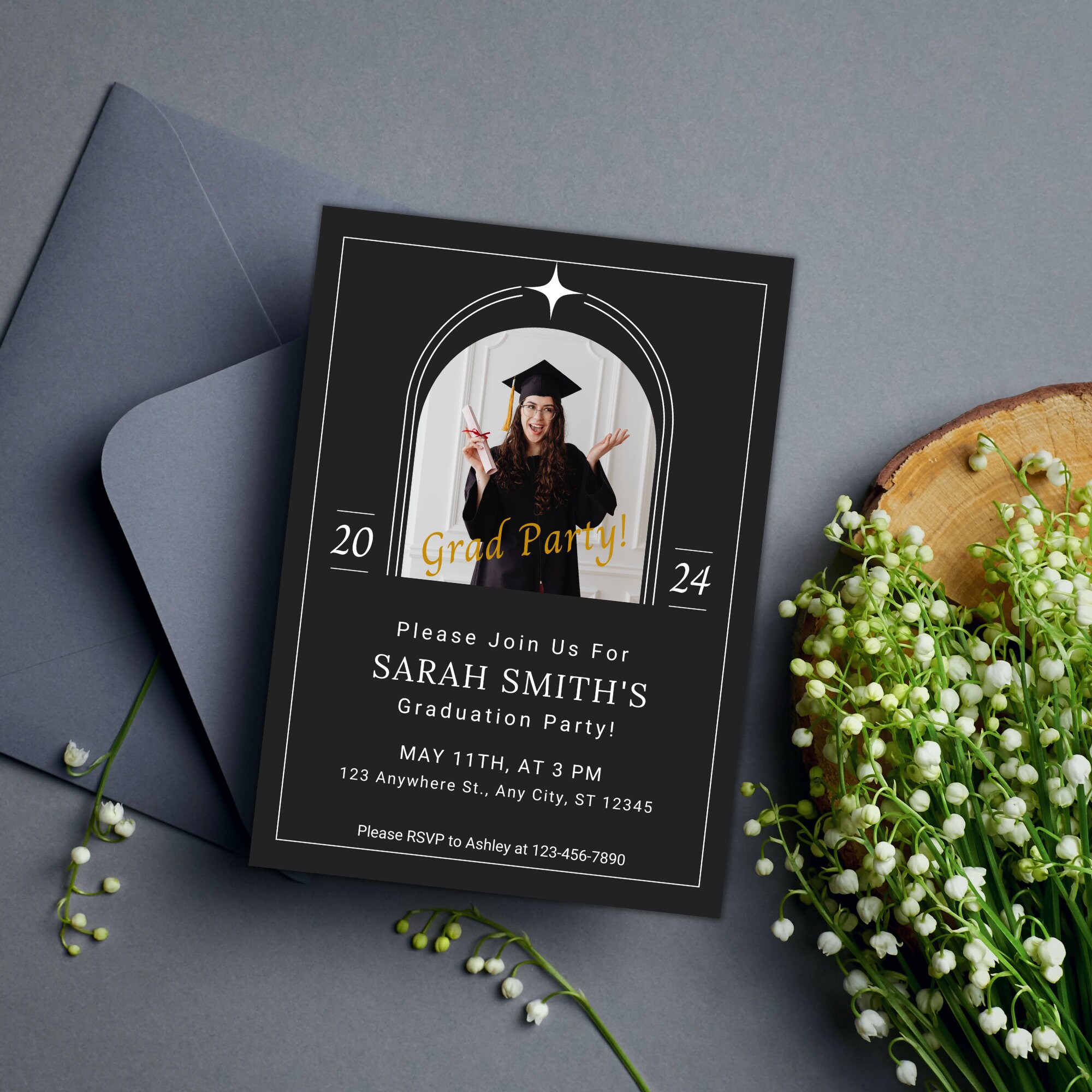 Editable Graduation Party Invitation Canva Template, Grad Party Invite ...