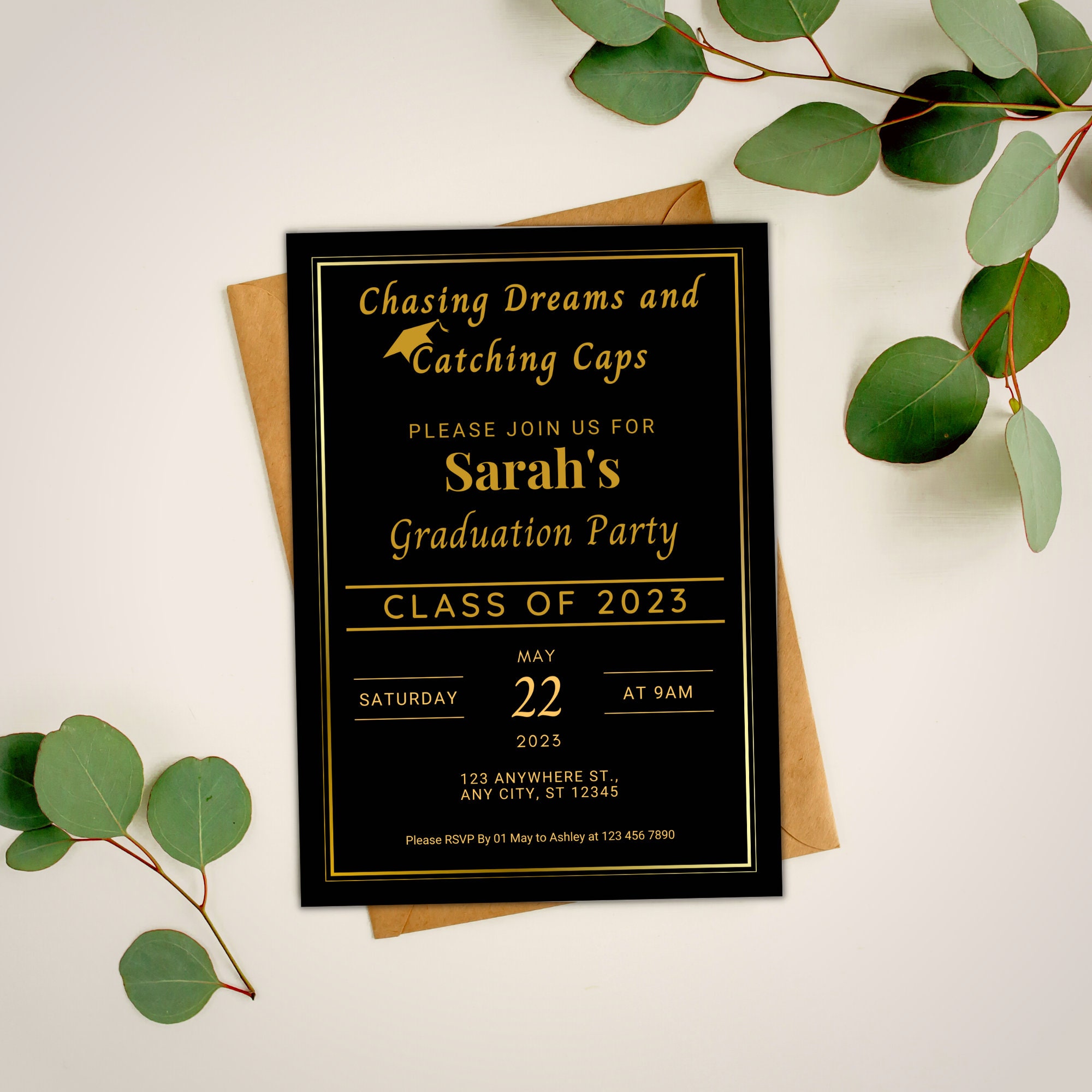 Editable Graduation Party Invitation Canva Template, Grad Party Invite ...