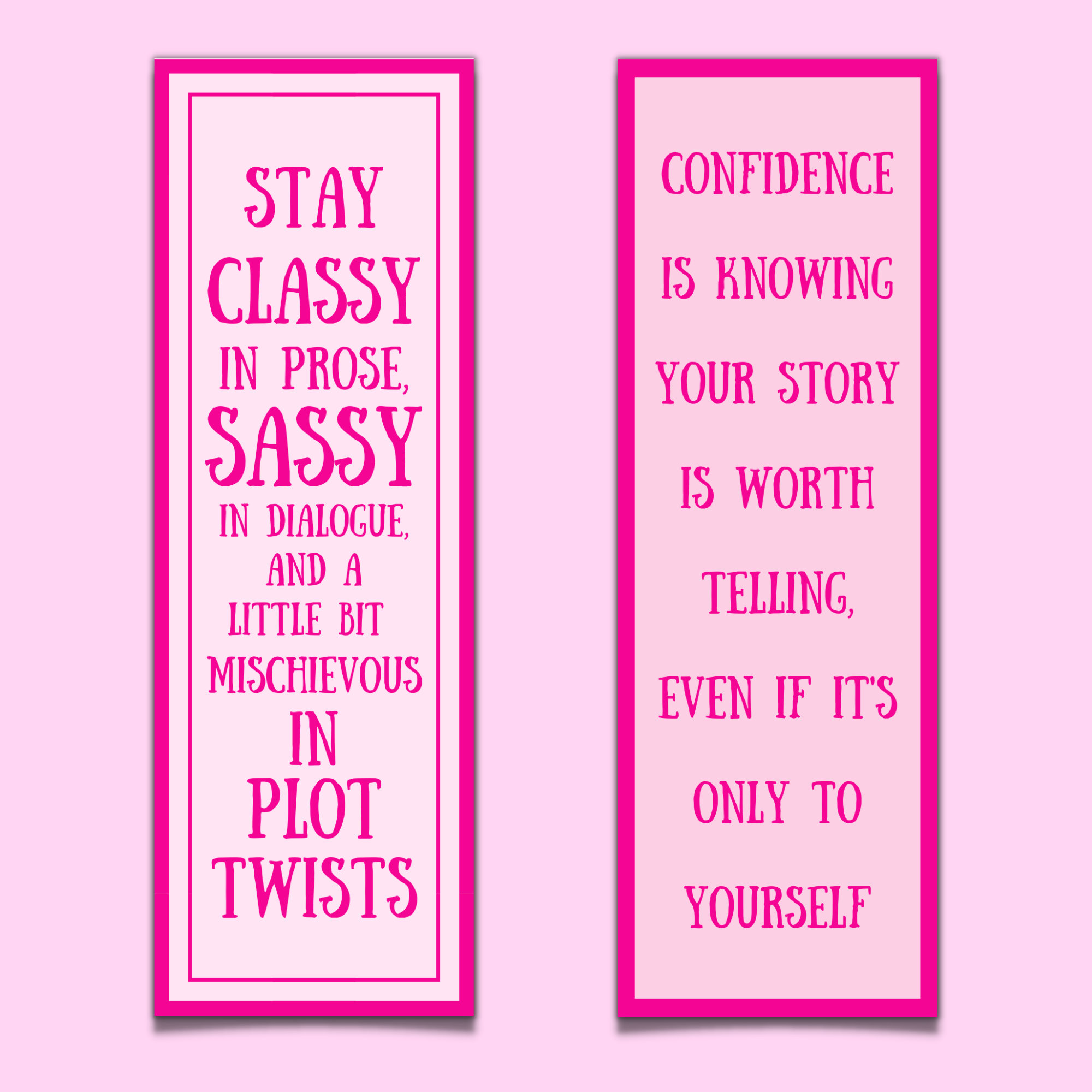 Printable Pink Bookmark Set, Girly Bookish Bookmarks, Gift for Book ...