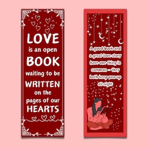 Printable Romance Reader Bookmark Set, Cute Bookish Bookmarks, Gift for ...
