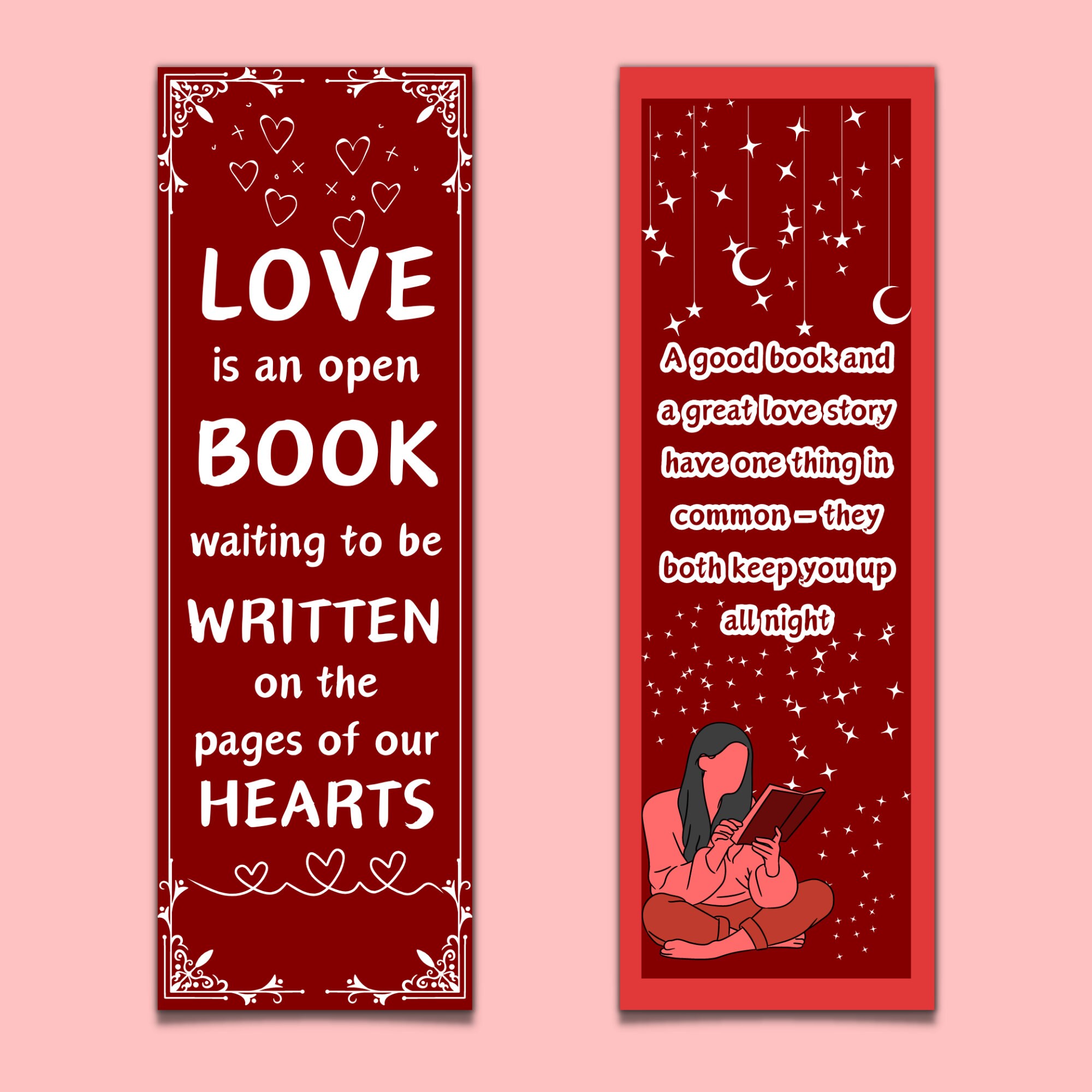 Printable Romance Reader Bookmark Set, Cute Bookish Bookmarks, Gift for ...