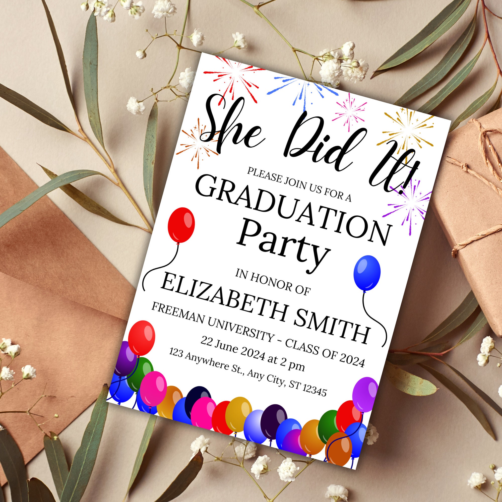 Editable Graduation Ceremony Invitation Canva Template, Grad Party ...